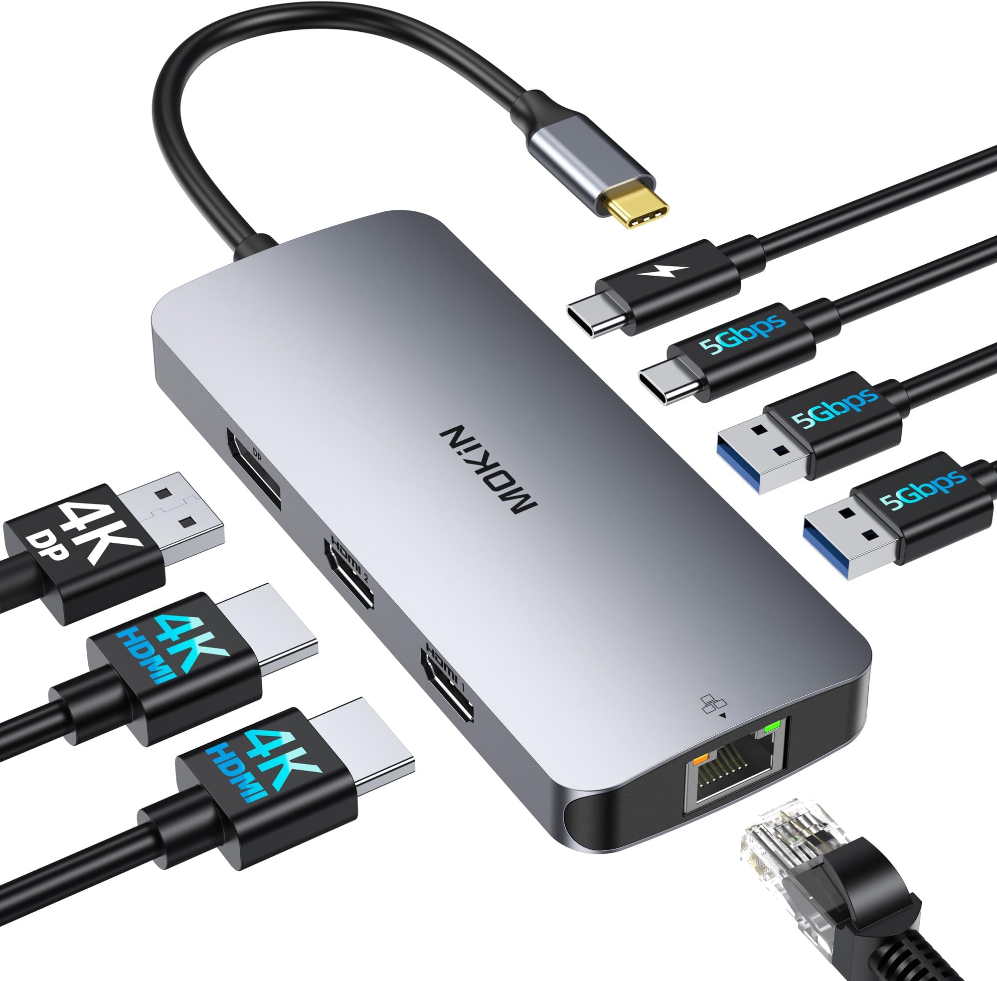 Amazon.com: USB C Laptop Docking Station Dual Monitor Dual HDMI 4k DP ...