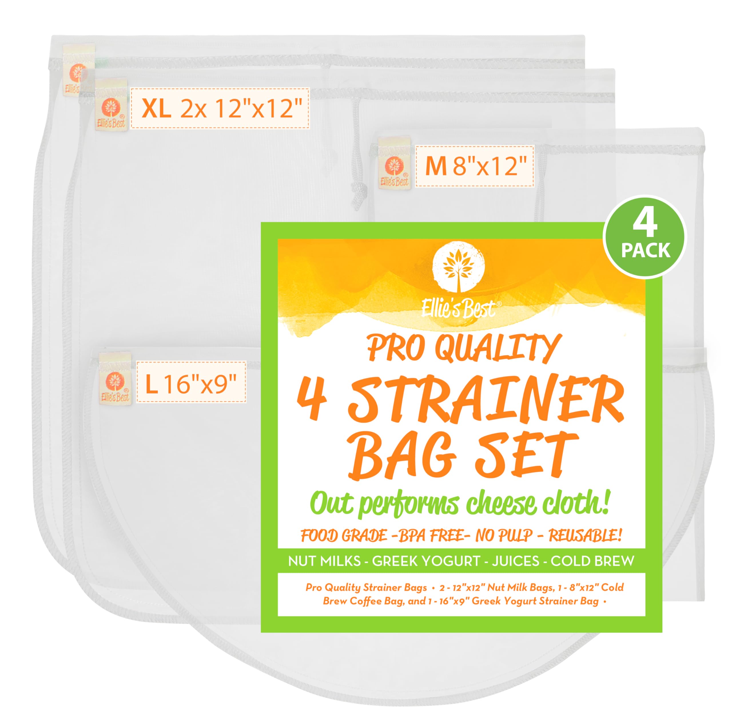 Snapklik.com : Pro Quality Nut Milk Bags, Greek Yogurt Strainer Bag ...