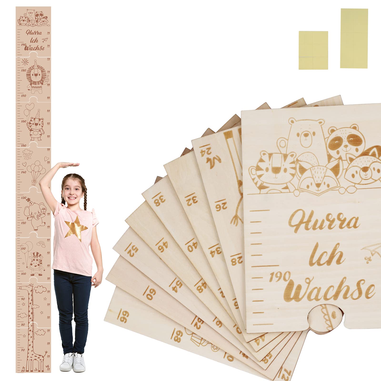 Buy LOOPES Wooden Height Chart Kids Height Growth Wall Chart Height ...