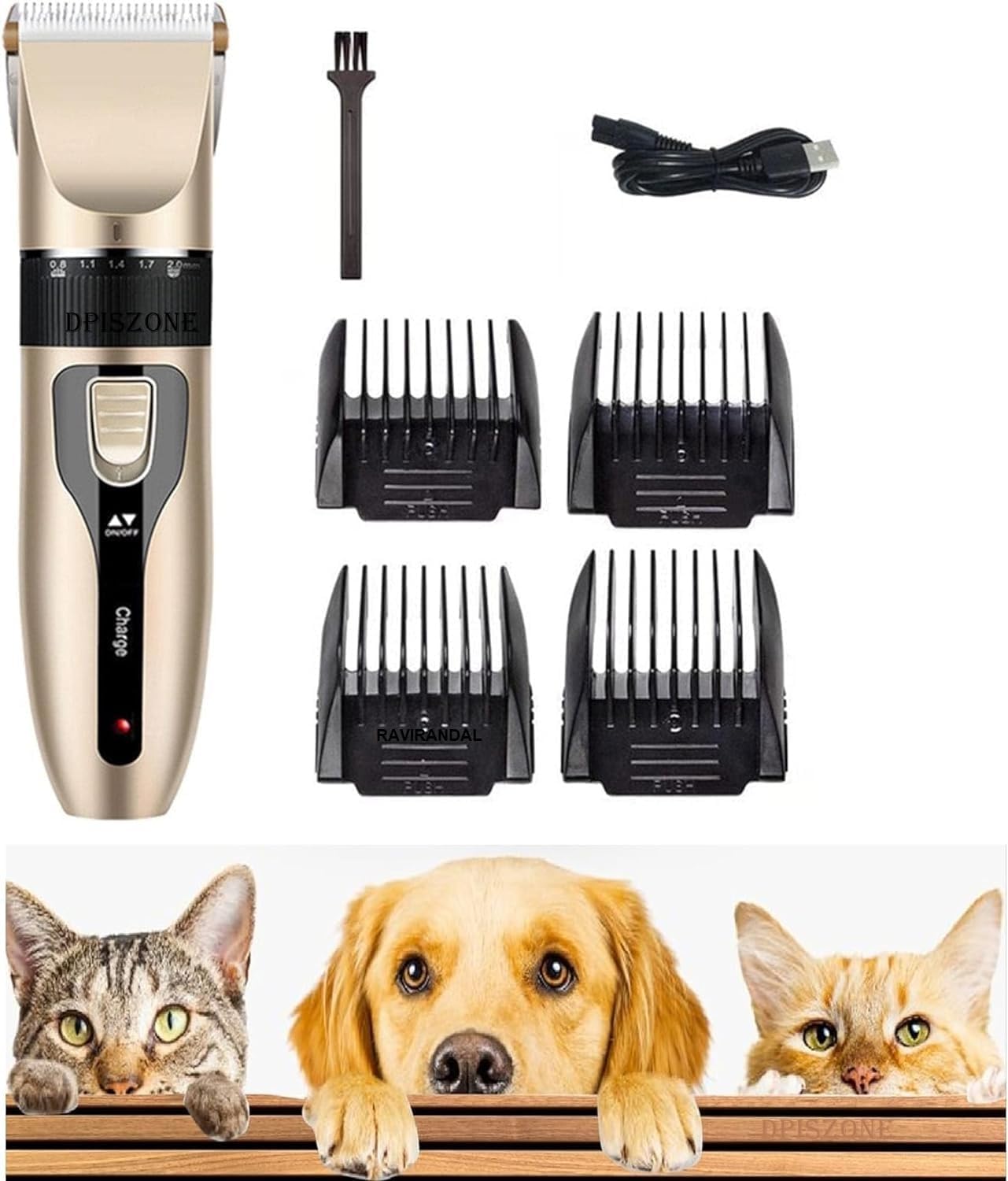 RONFILD Dog Hair Trimmer, Cat Trimmer Rechargeable Cordless Electric ...