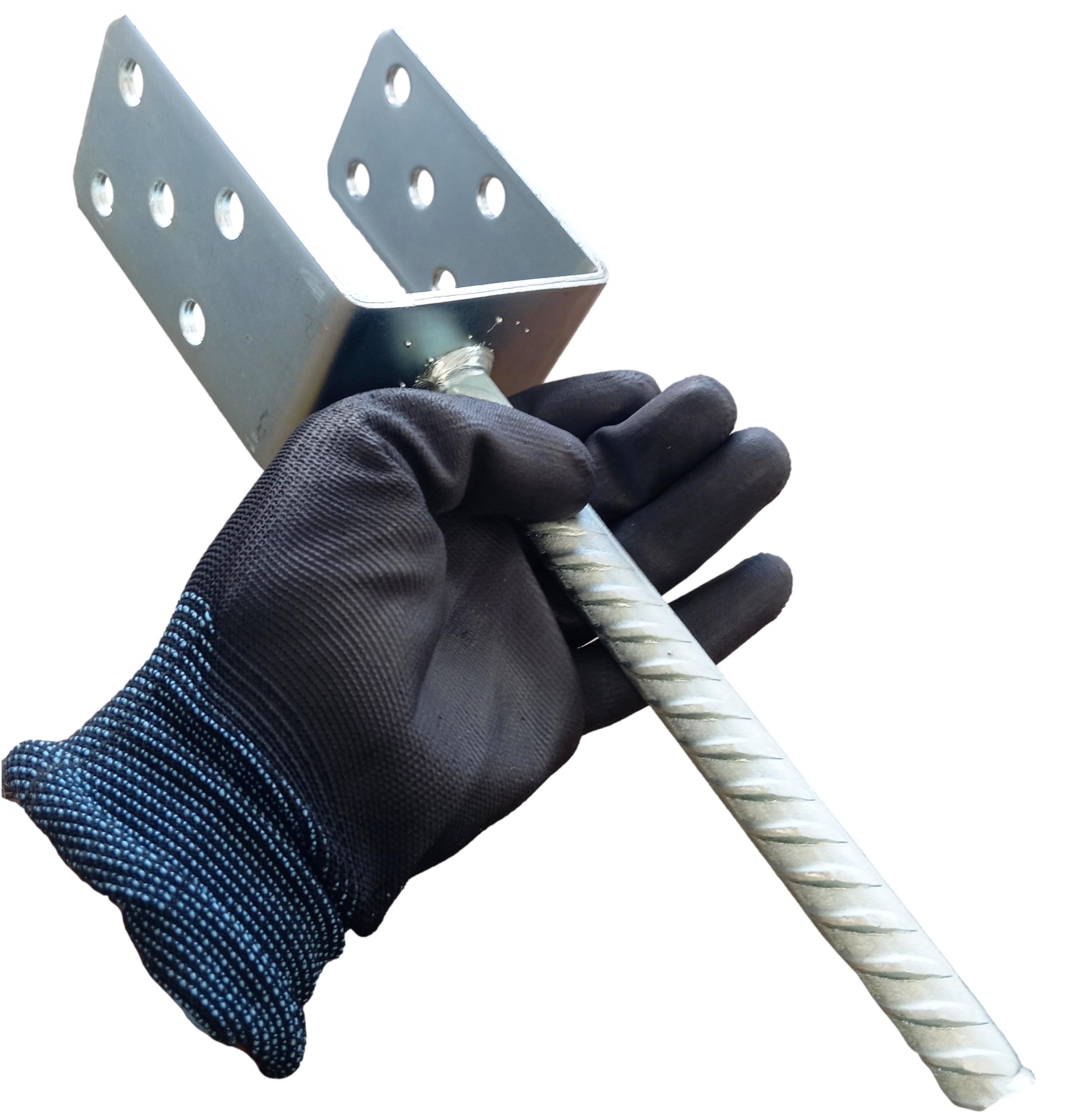 HAFD Adjustable U-Type Silver Fence Post Support 4mm Thick Galvanised ...