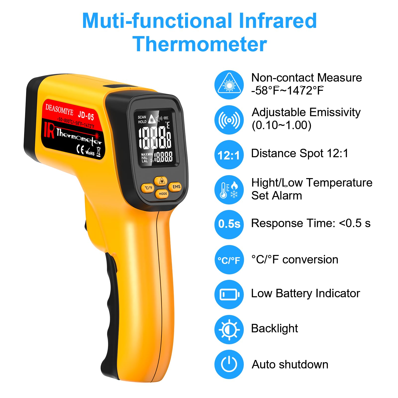 Snapklik.com : Non-Contact Infrared Thermometer Gun, High Accuracy -58F ...