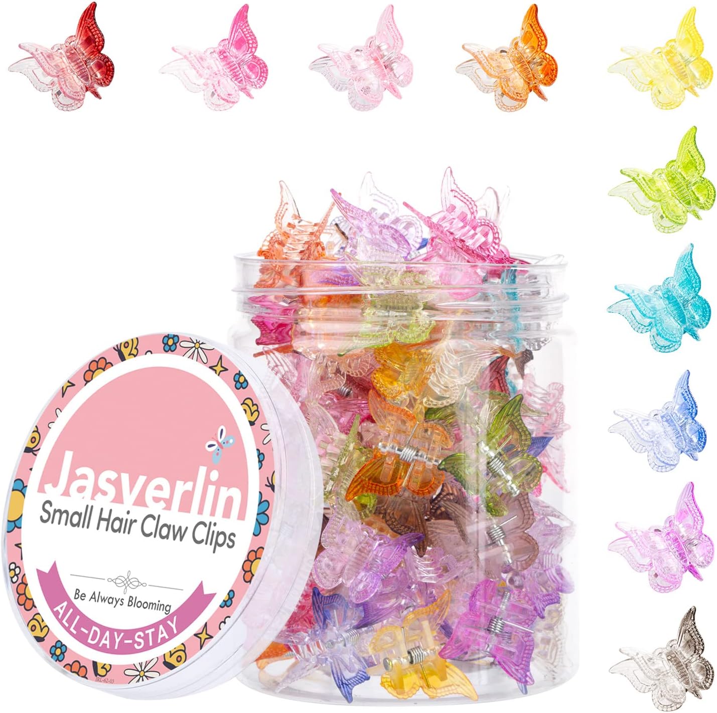 Amazon.com : JASVERLIN Gradient Butterfly Hair Clip, Mini Plastic 90s ...