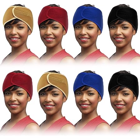 Amazon.com : 4 Pieces Foam Mesh Wrap Facial Spa Headbands Hair Wraps ...