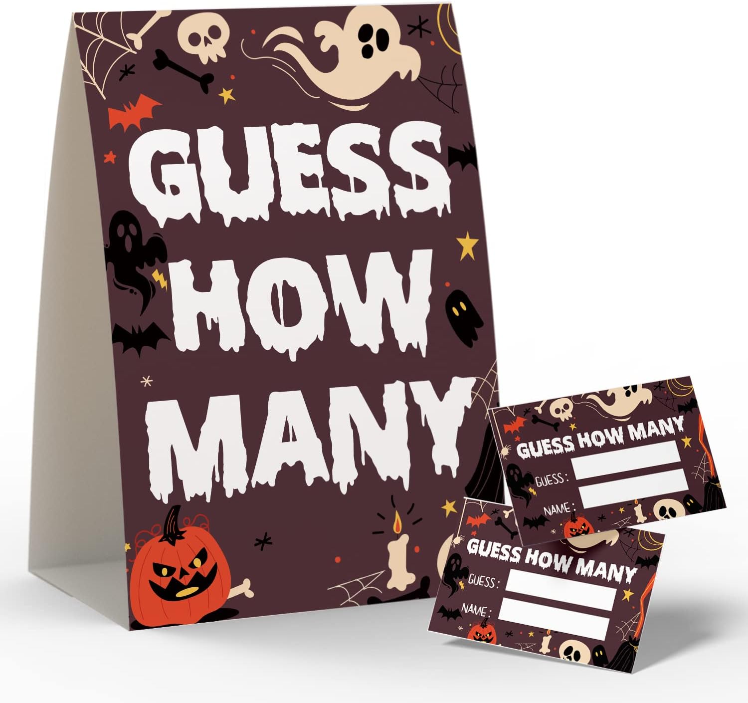 Amazon.com: Halloween Party Games - How Many, 1 Standing Sign + 50 ...