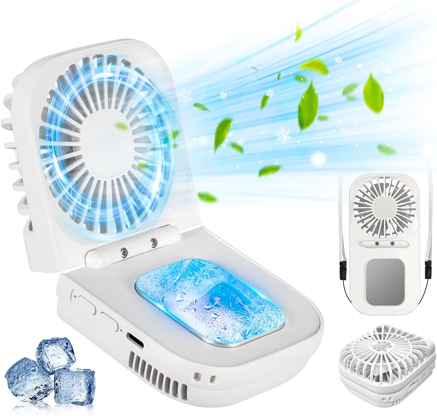 Amazon | Excitech 2024年最新【瞬間冷却プレート付き】ハンディファン 手持ち扇風機 首掛け 4400mAh カラビナ ストラップ付き 4WAY 静音 強力 ...