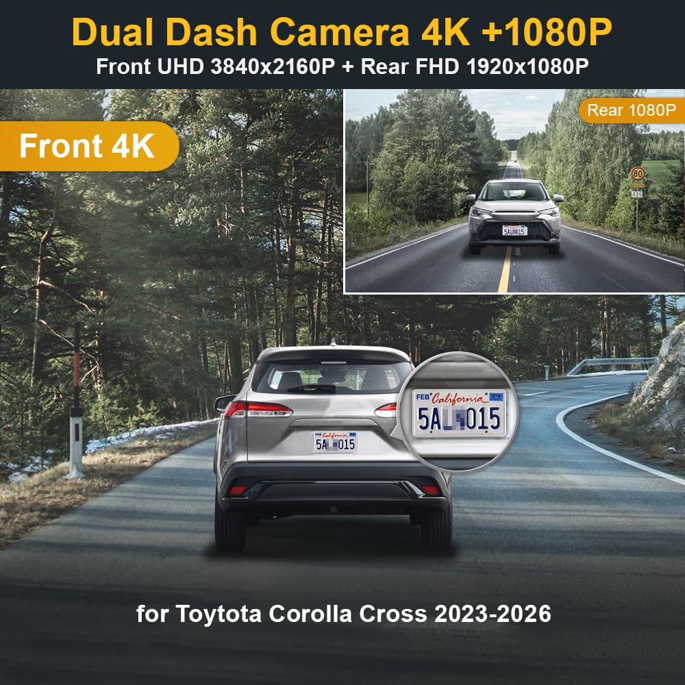 Snapklik.com : Fitcamx Front 4K+Rear 1080P Dash Cam Adapts For Toyota ...