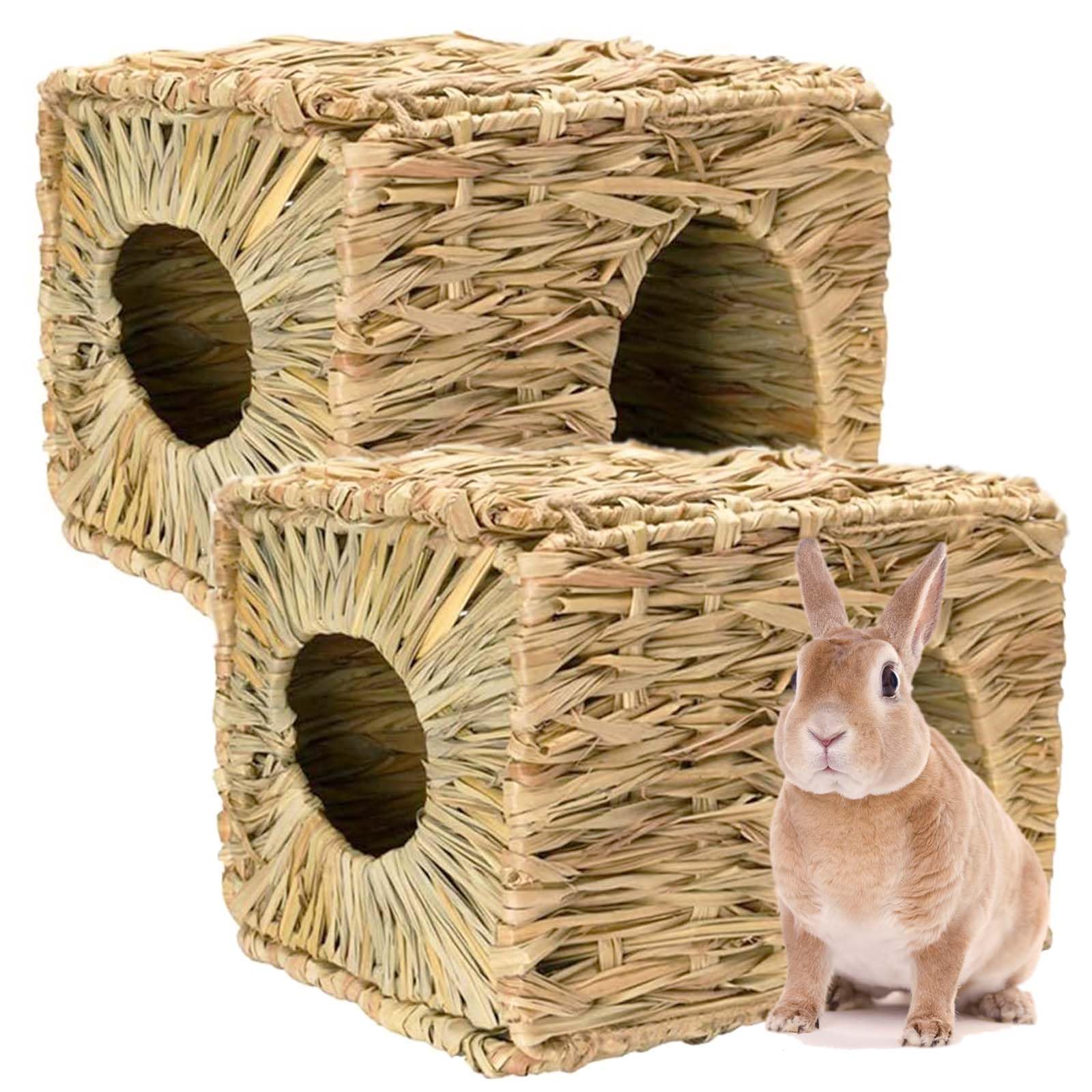 Snapklik.com : Auto-plaza Foldable Grass Woven Animal Hut Bunny House ...