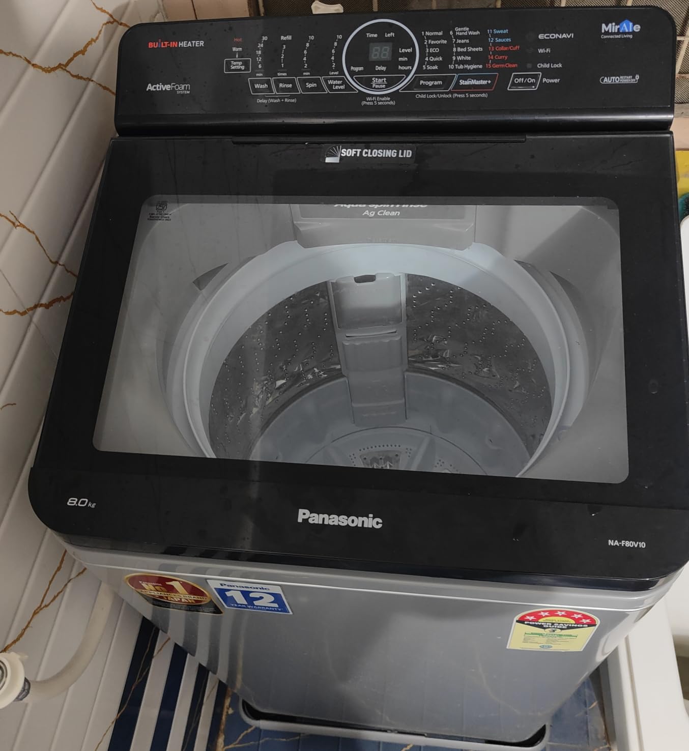Panasonic 8 Kg Wifi Built-In Heater Fully-Automatic Top Loading Smart ...