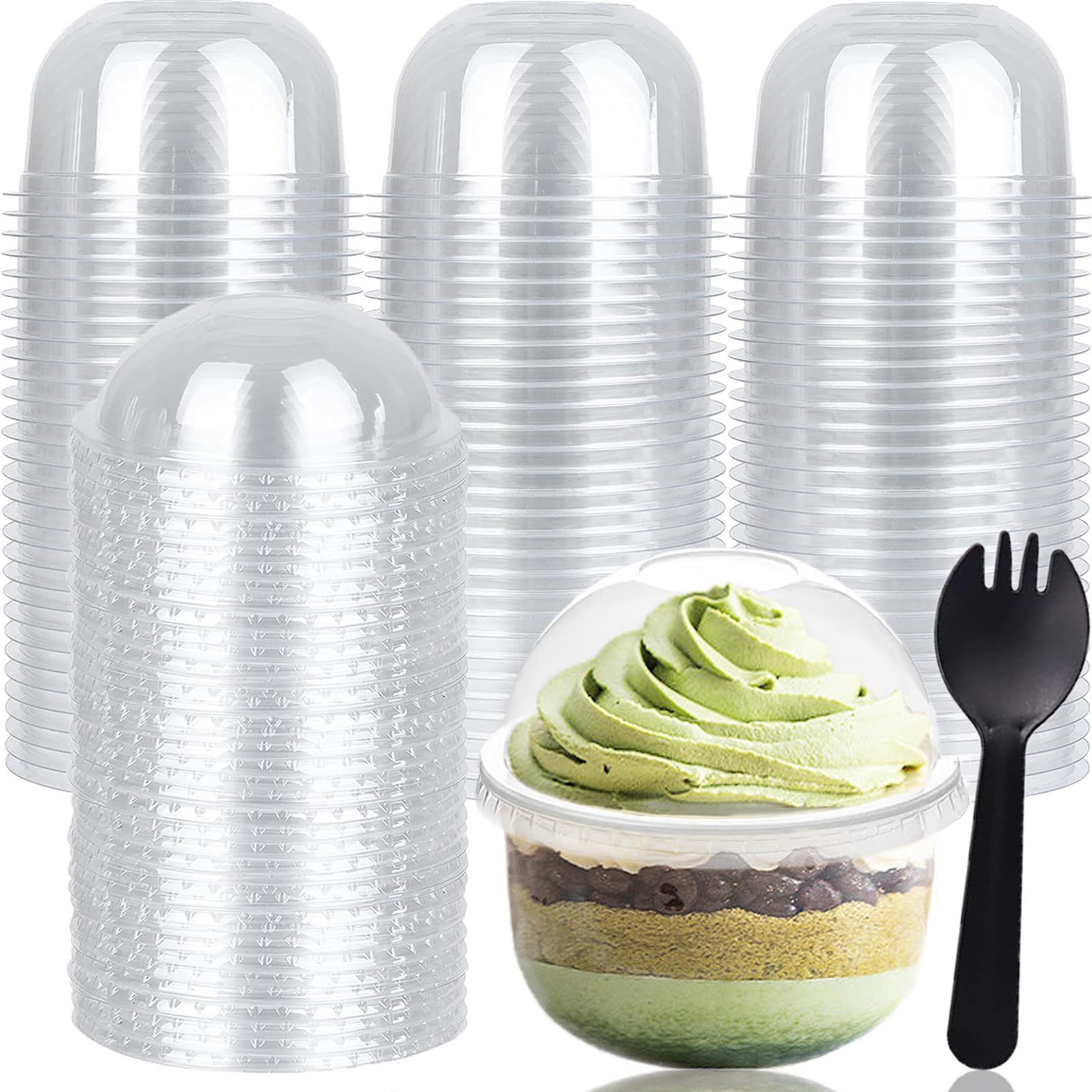 Amazon.com: JAYEEY 8OZ Parfait Cups with Dome lids 50 Sets Ice Cream ...