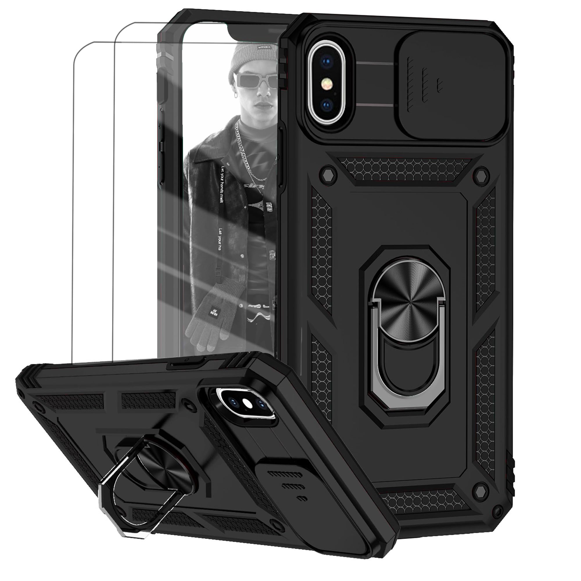 Case for iPhone X/XS Phone Case Cover - Includes 2 Tempered Protective ...