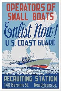 Amazon.com: Enlist Now Coast Guard - World War 2 Poster - WW2 Vintage ...