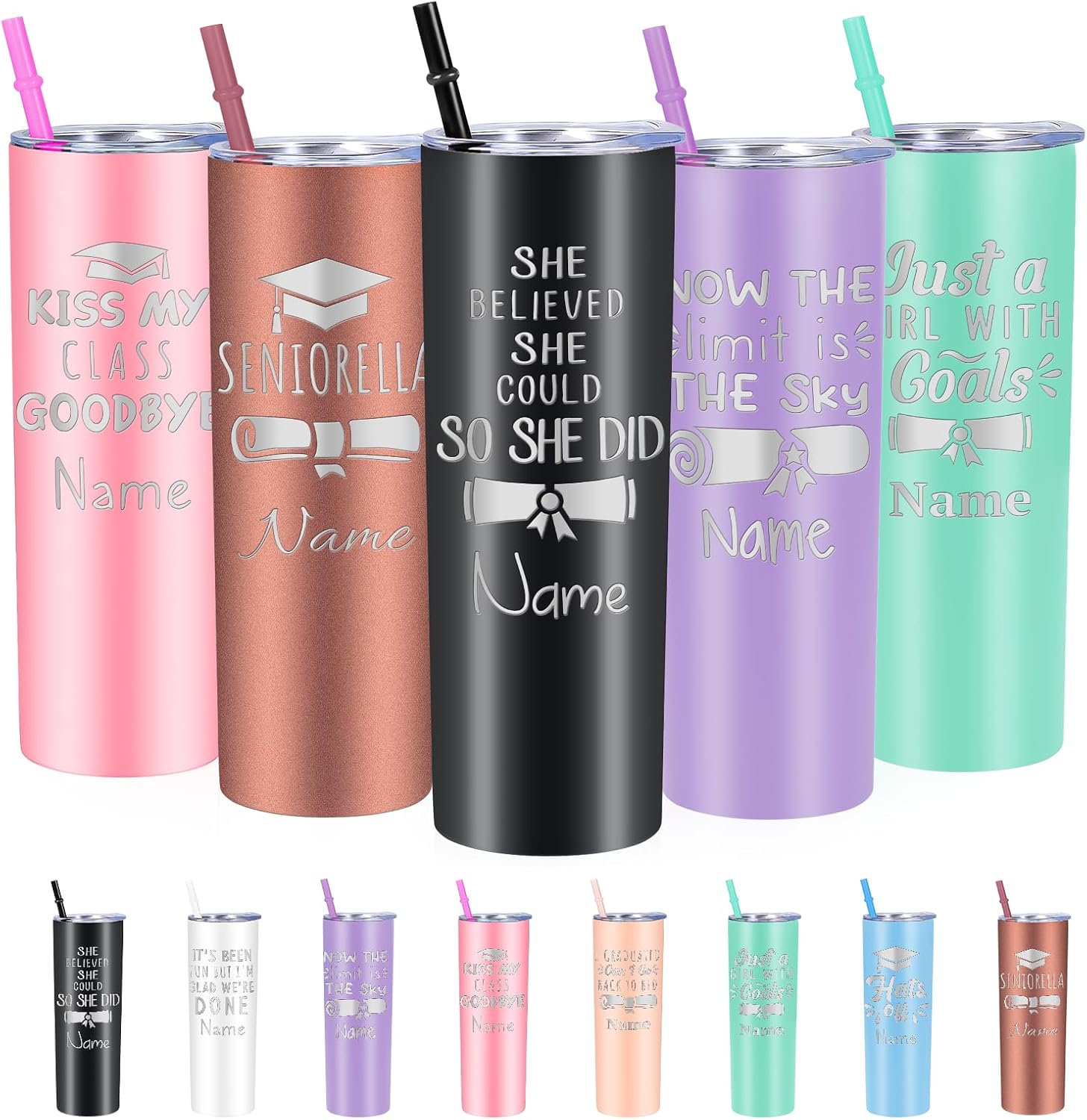 Amazon.com | Custom Class of 2024 Graduation Tumbler, Laser Engraved ...