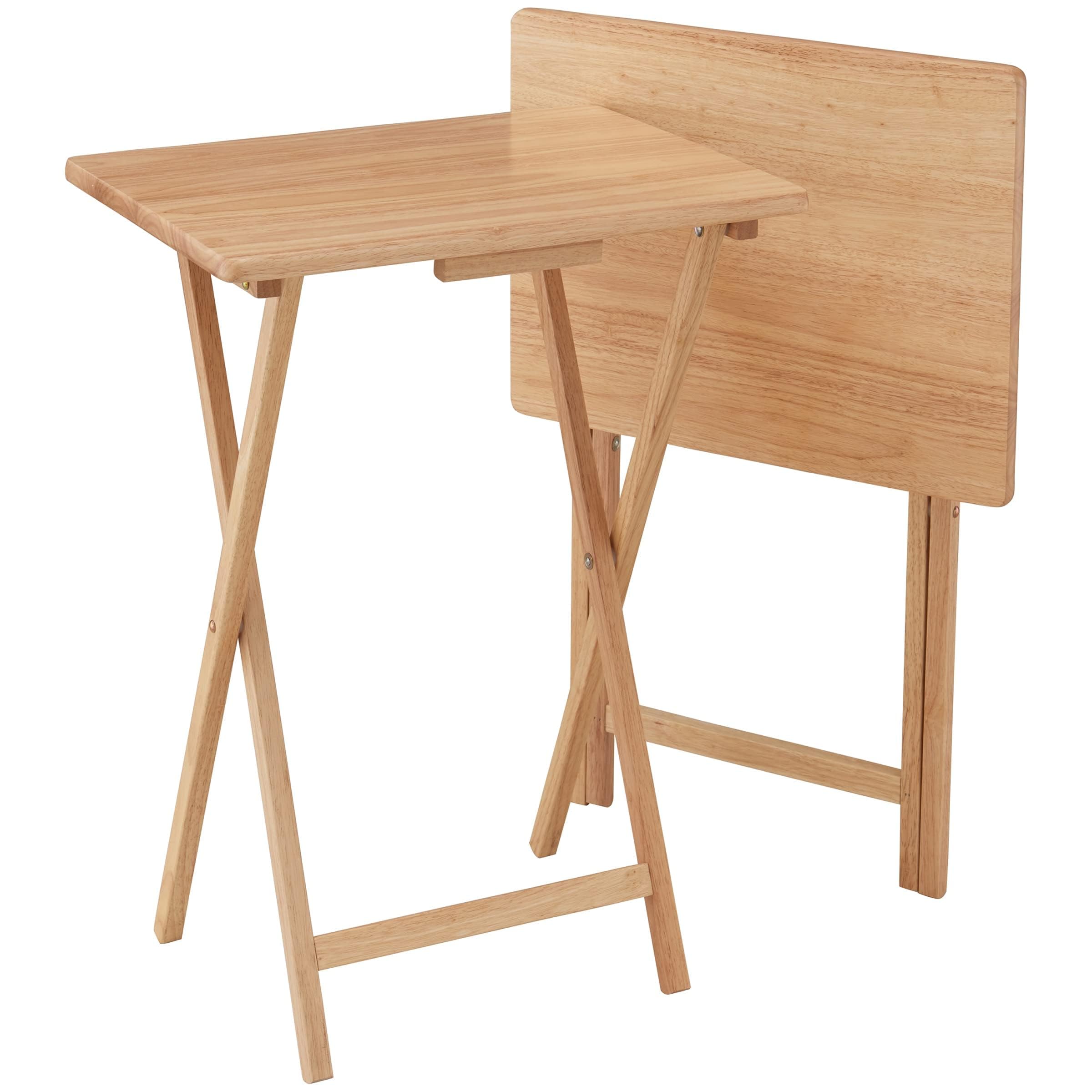 Clevinger Bamboo Foldable Table, Set of 2 Folding Tray Desk TV Dinner ...