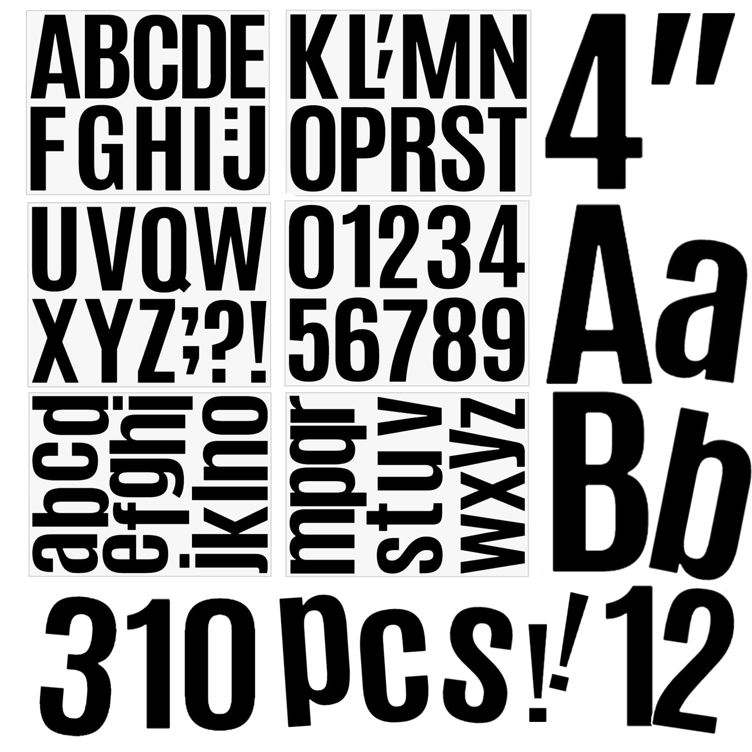Snapklik.com : 310 Piece 4 Inch Bulletin Board Black Letters, Large ...