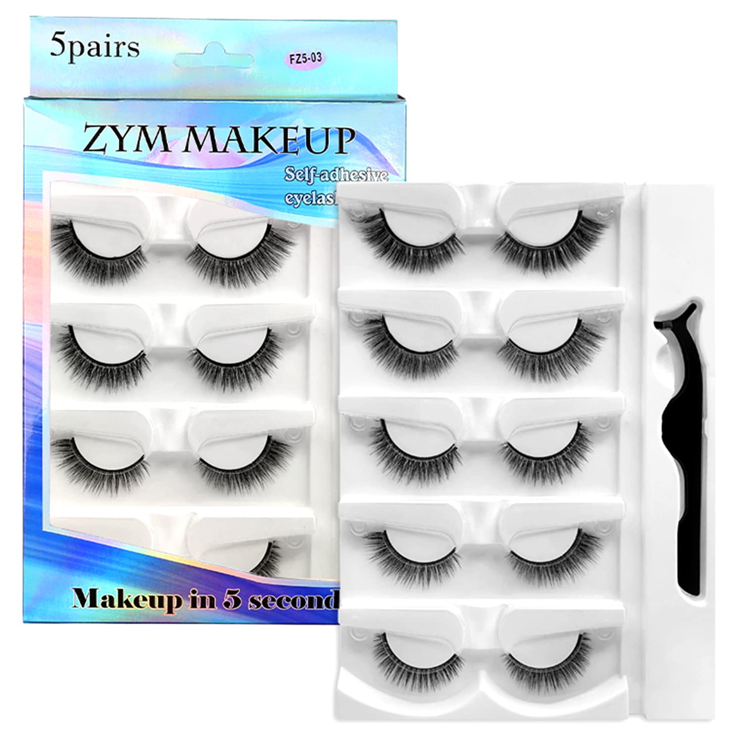 Amazon.com: Aigarava Self Adhesive Eyelashes (5 Pairs), False Eyelashes ...