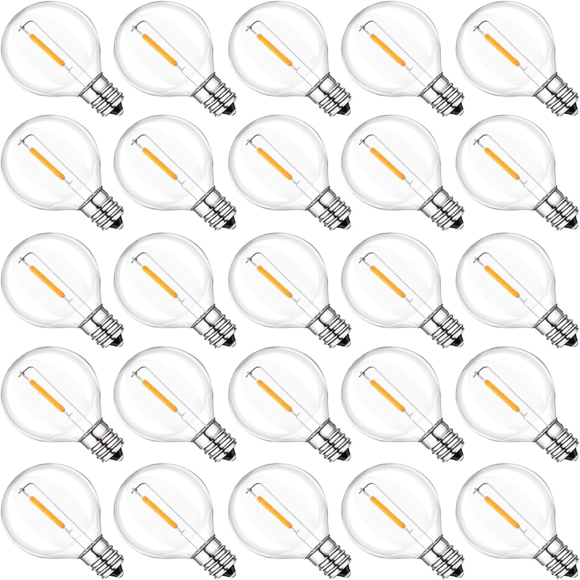 G40 LED Replacement Light Bulbs, 25 Pack 1W(7W Equivalent) Globe Glass ...