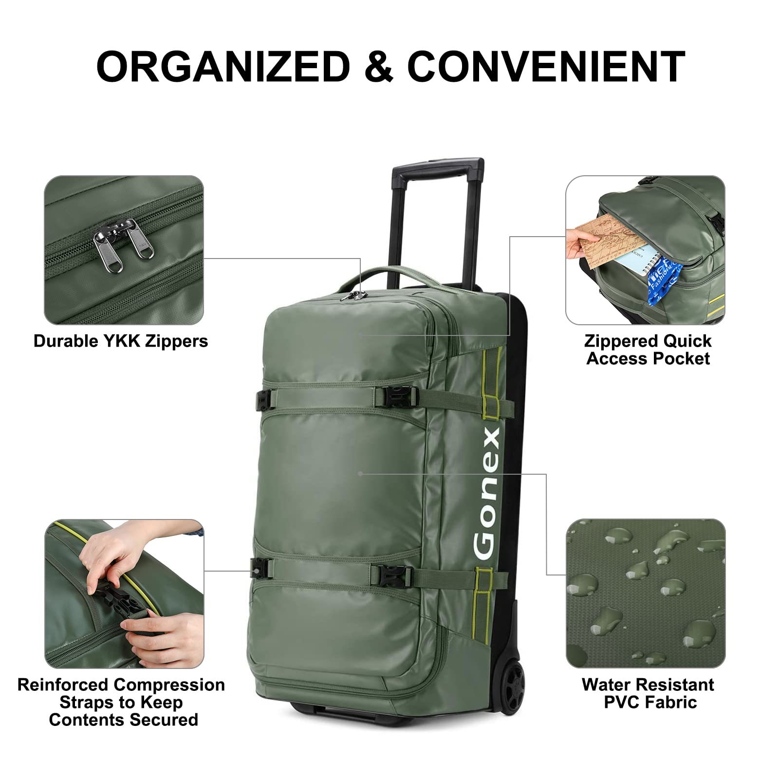 Snapklik.com : Gonex Rolling Duffle Bag