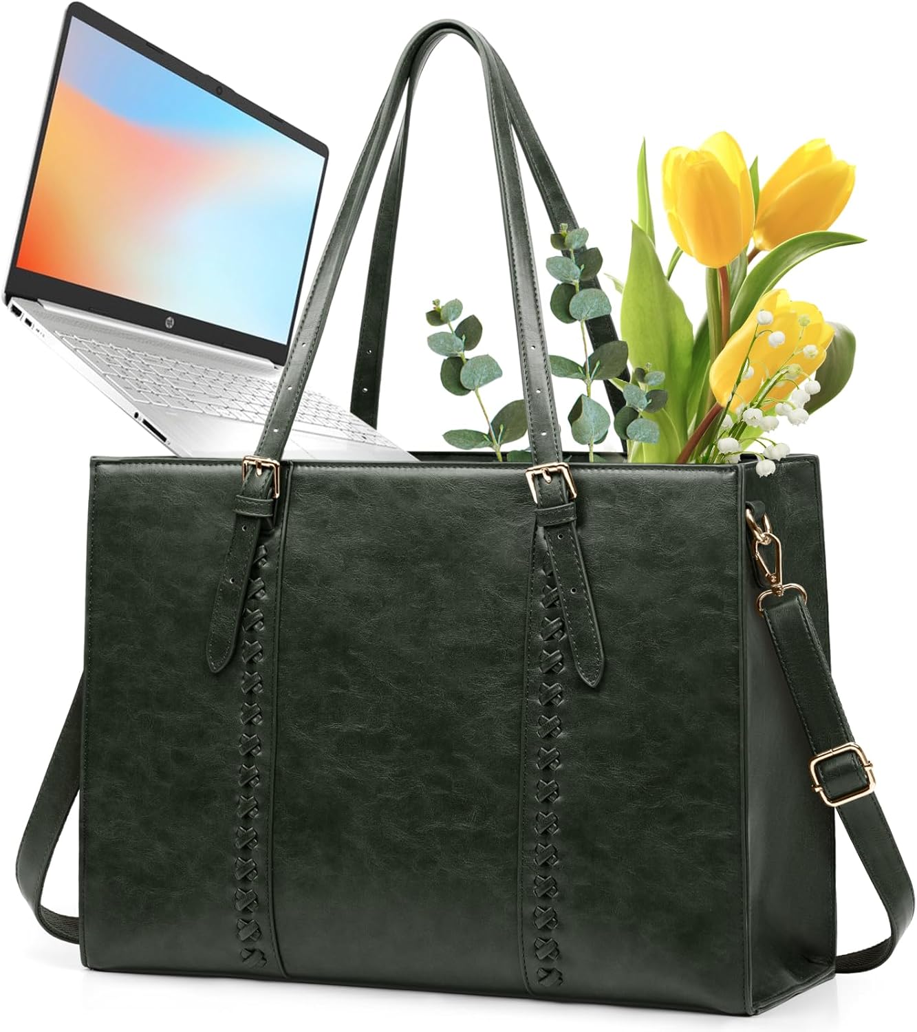 Amazon.com: RAINSMORE Laptop Bag for Women, 15.6 inch Laptop Tote Bag ...