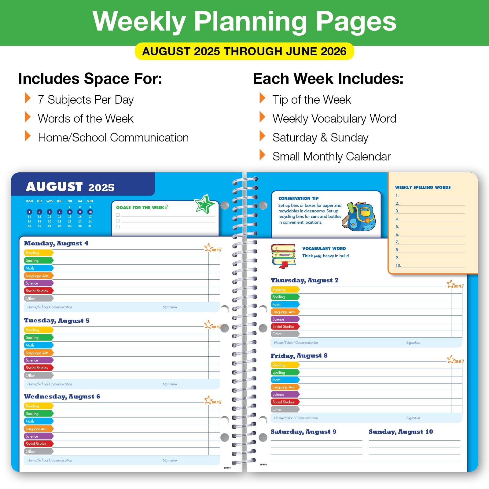 2026 Agenda Elementary Student Planner 2025-2026 - Space Happy Planets ...
