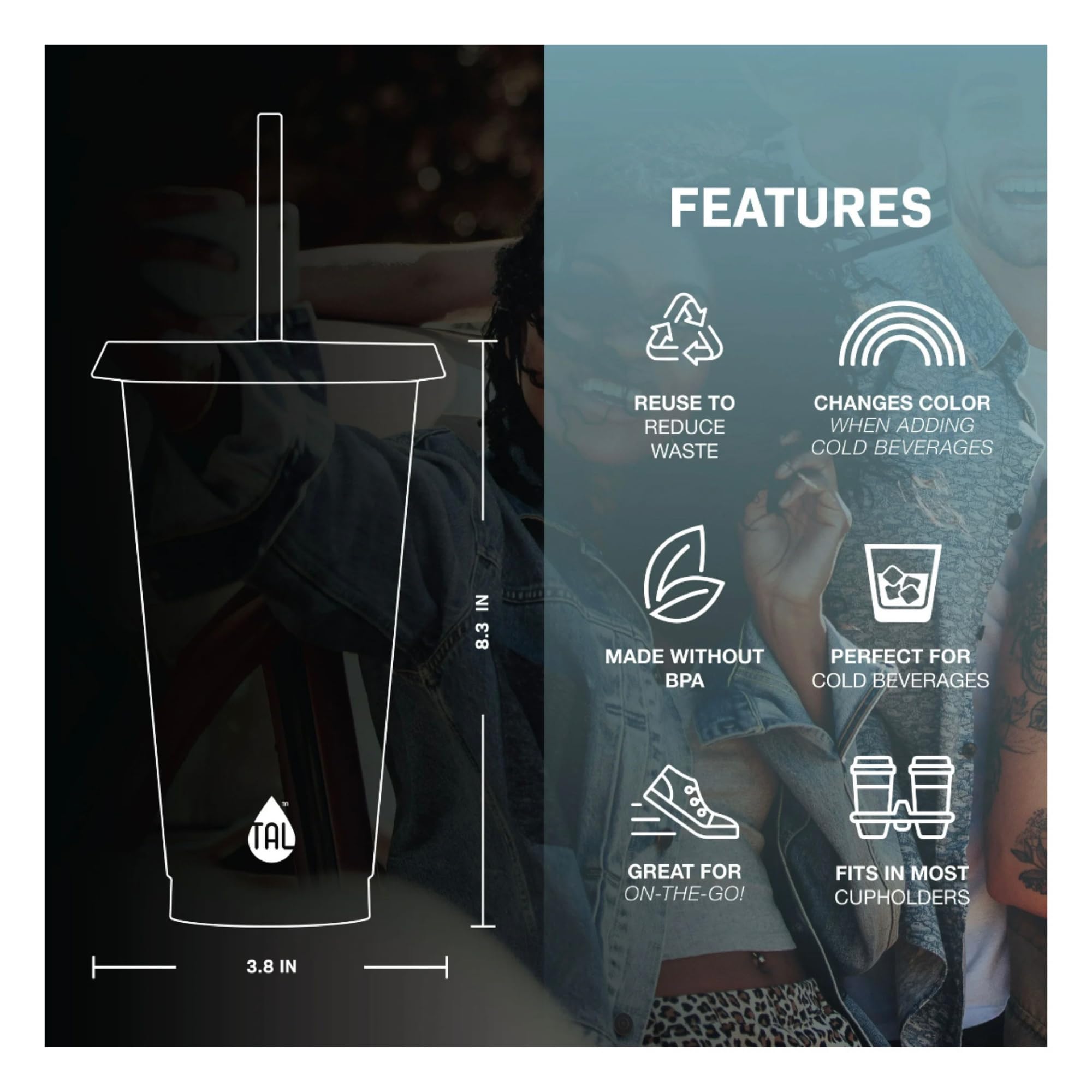 Tal Color Changing Cups 24oz, Solid Summer Fun Colors with Lid and ...