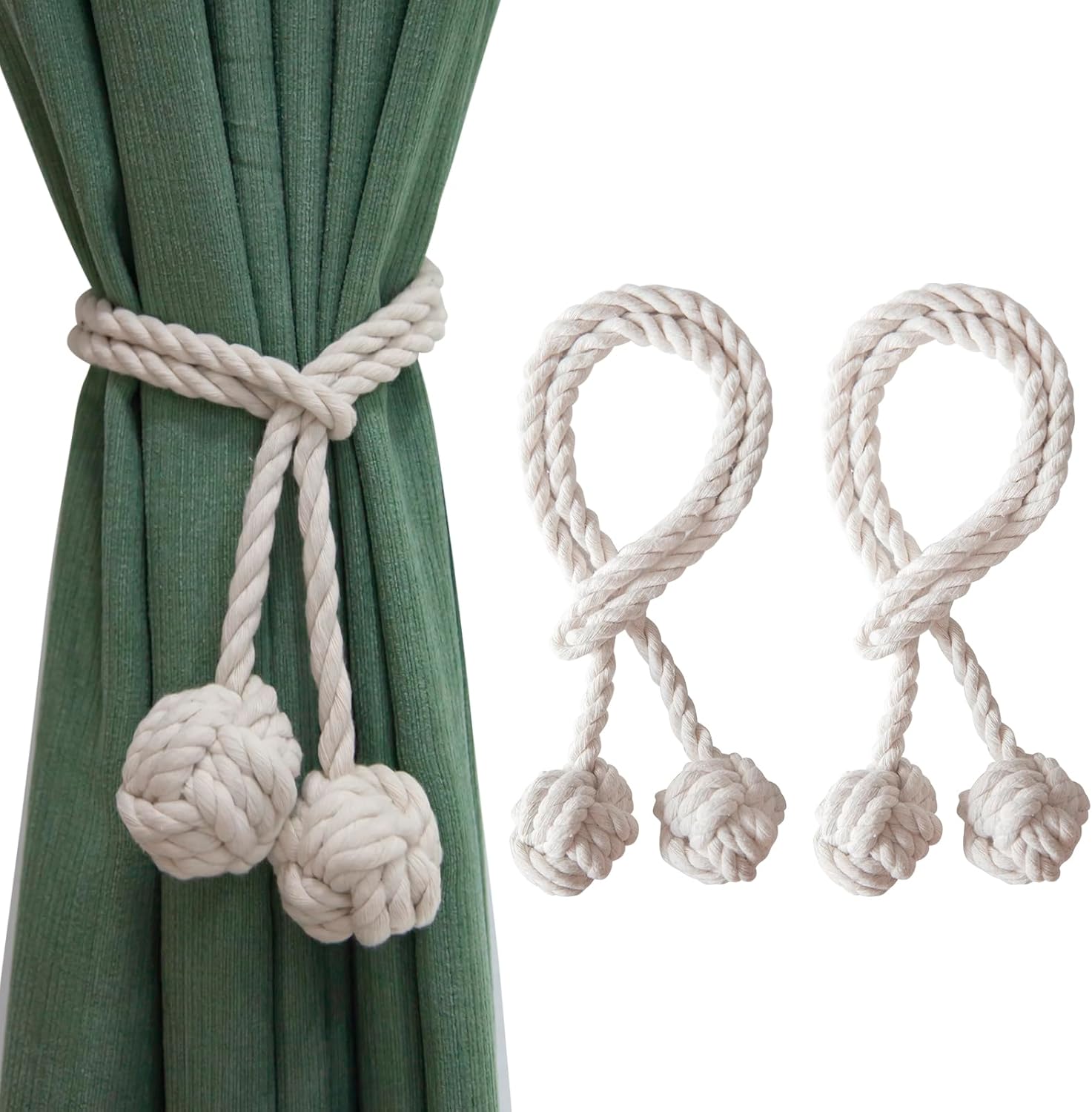 Amazon.com: Curtain Tiebacks Rope - Natural Cotton Outdoor Curtain Ties ...