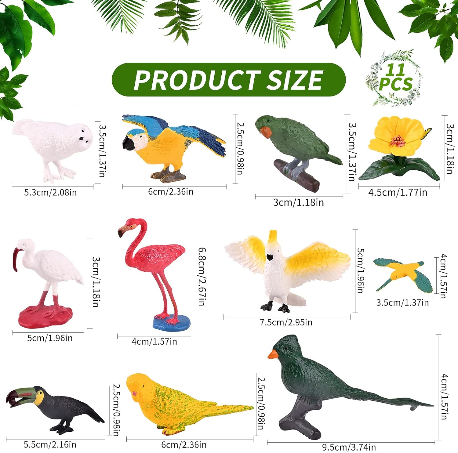 11 Pcs Realistic Small Bird Toy, Simulated Bird Animals Parrot Model ...
