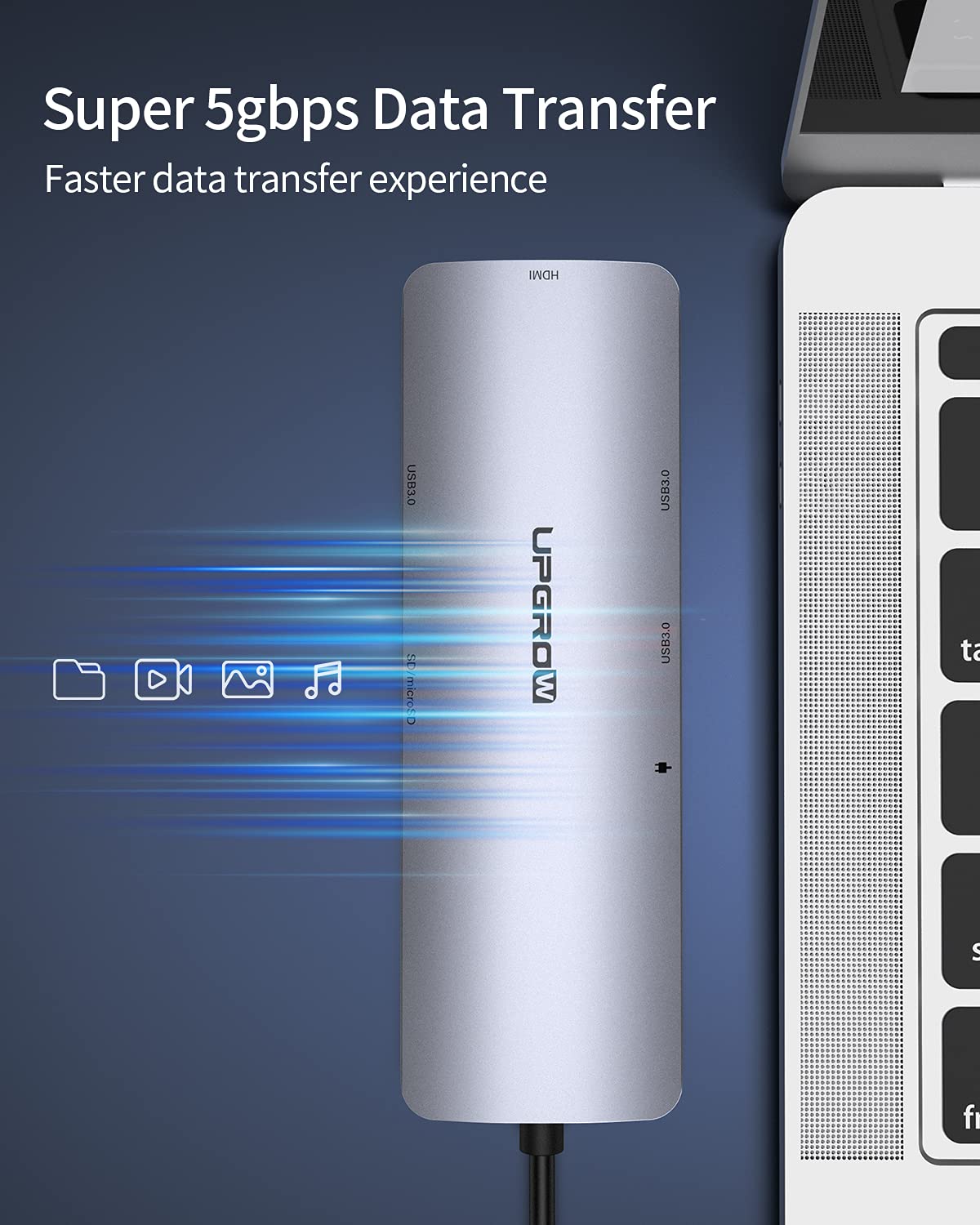 USB C Hub, UPGROW 8-in-1 Type C Adapter with Gigabit Ethernet, 4K Mac ...