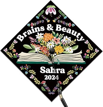 Teflor Custom Graduation Cap Topper Brains & Beauty Grad Hat Class of ...