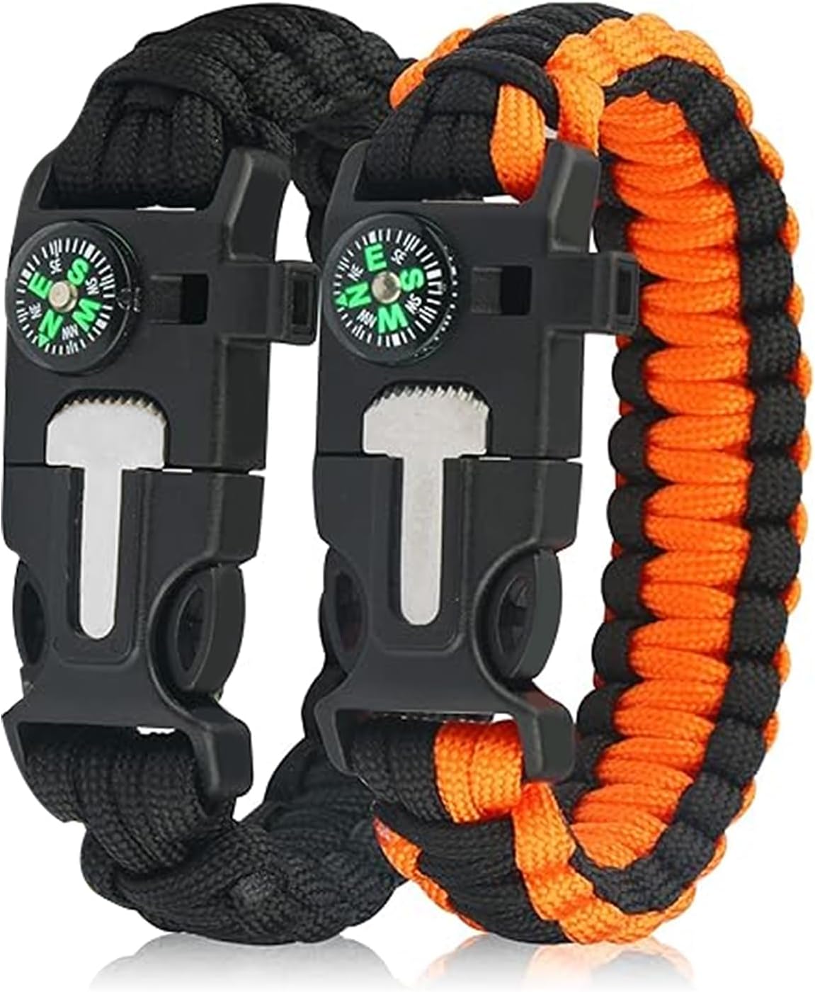 SULIVES Survival Bracelet 2-Pack Multi-functional Paracord Bracelets ...