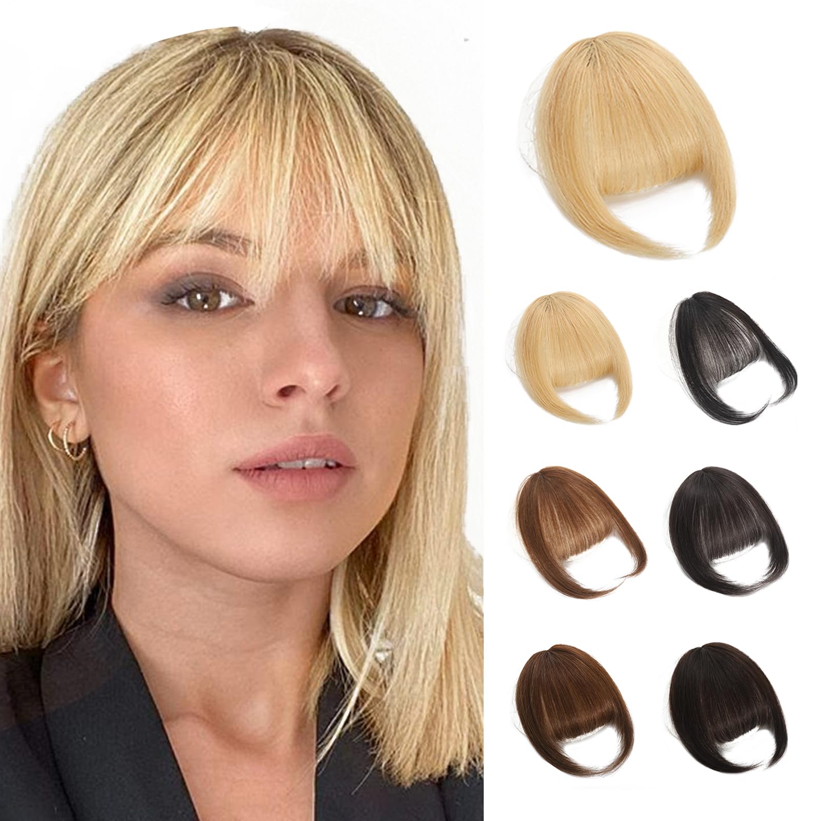 Clip in Bangs - 100% Human Hair French Bangs for Women, Air Bangs ...