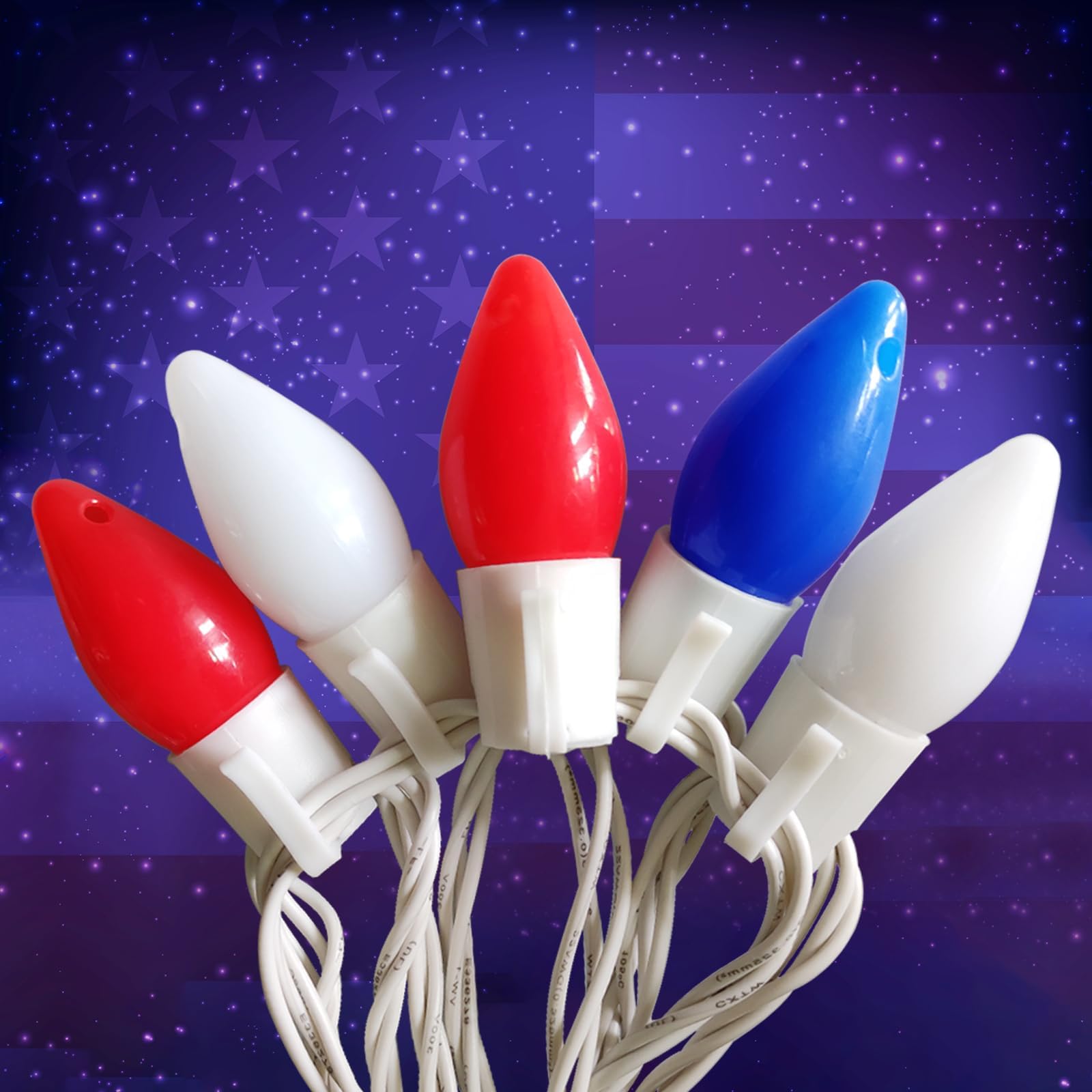 25Ft C7 LED Red White and Blue Christmas Lights, 25 Shatterproof ...
