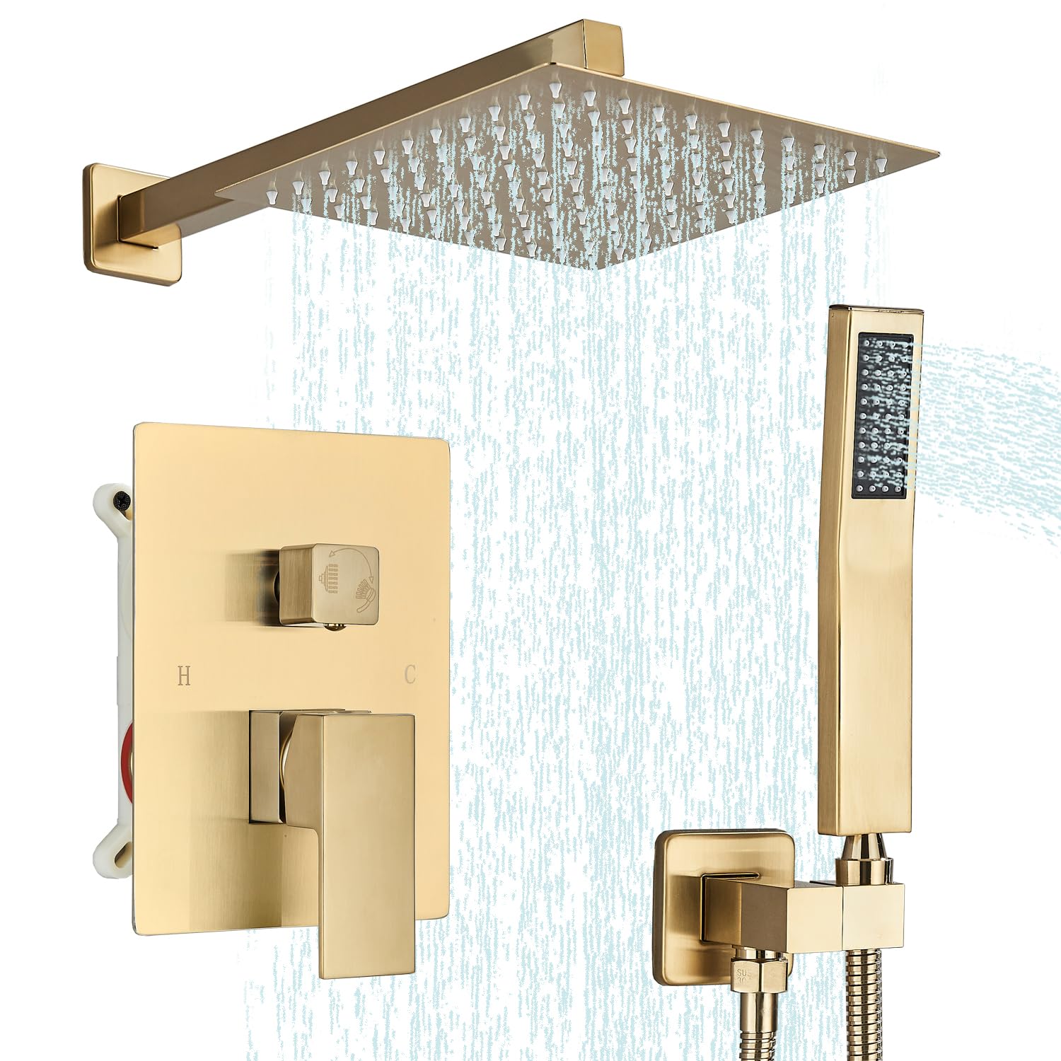 Votamuta Luxury Shower Faucet Set Rainfall Shower System with 10 Inch ...
