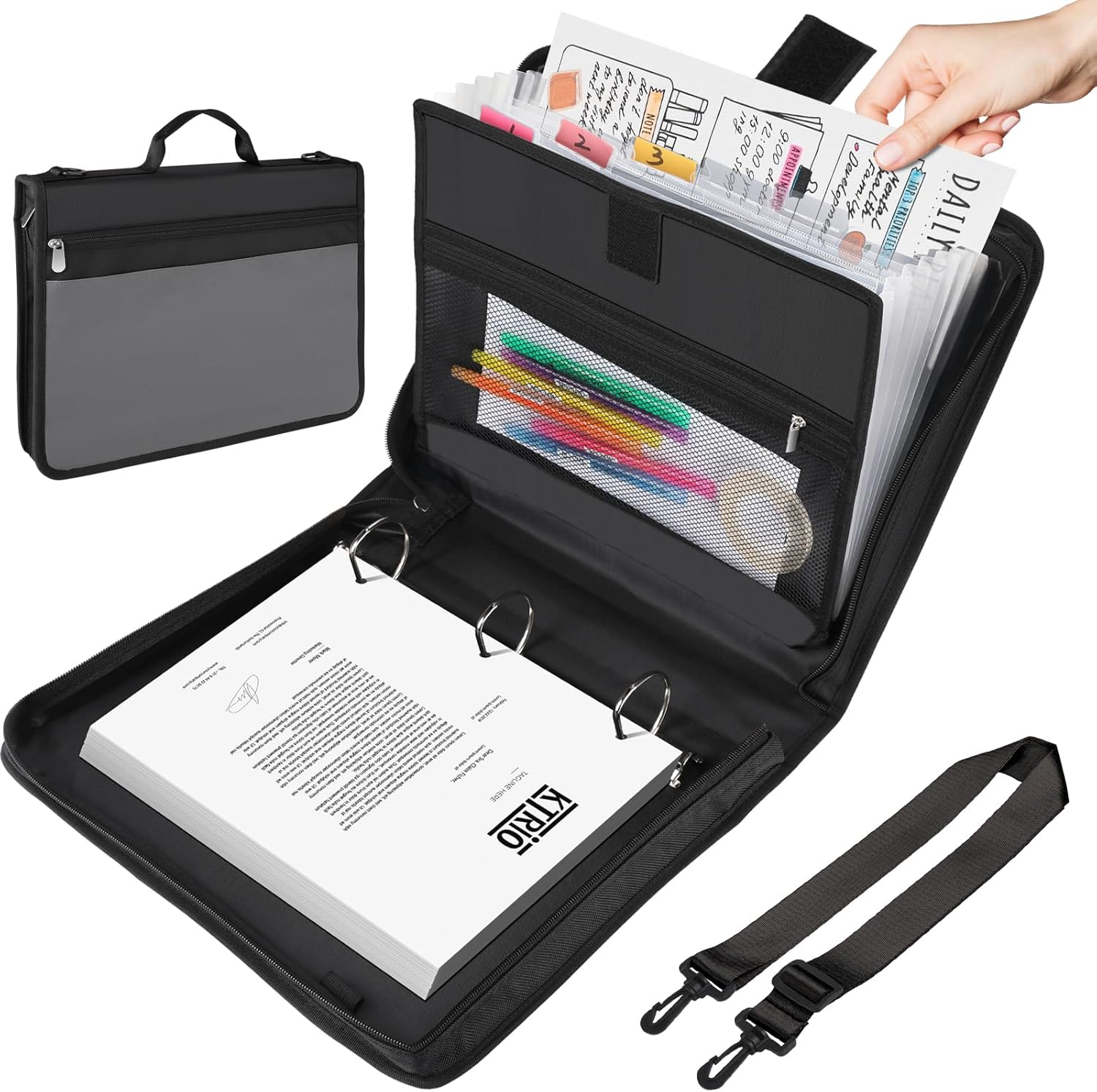 Amazon.com : KTRIO Zipper Binder, 3 Ring 2.5 Inch Organizer With ...