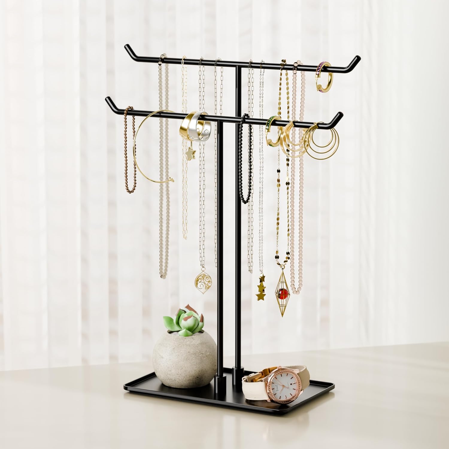 Amazon.com: bussdis Necklace Stand Aesthetic Necklace Holder: Black ...