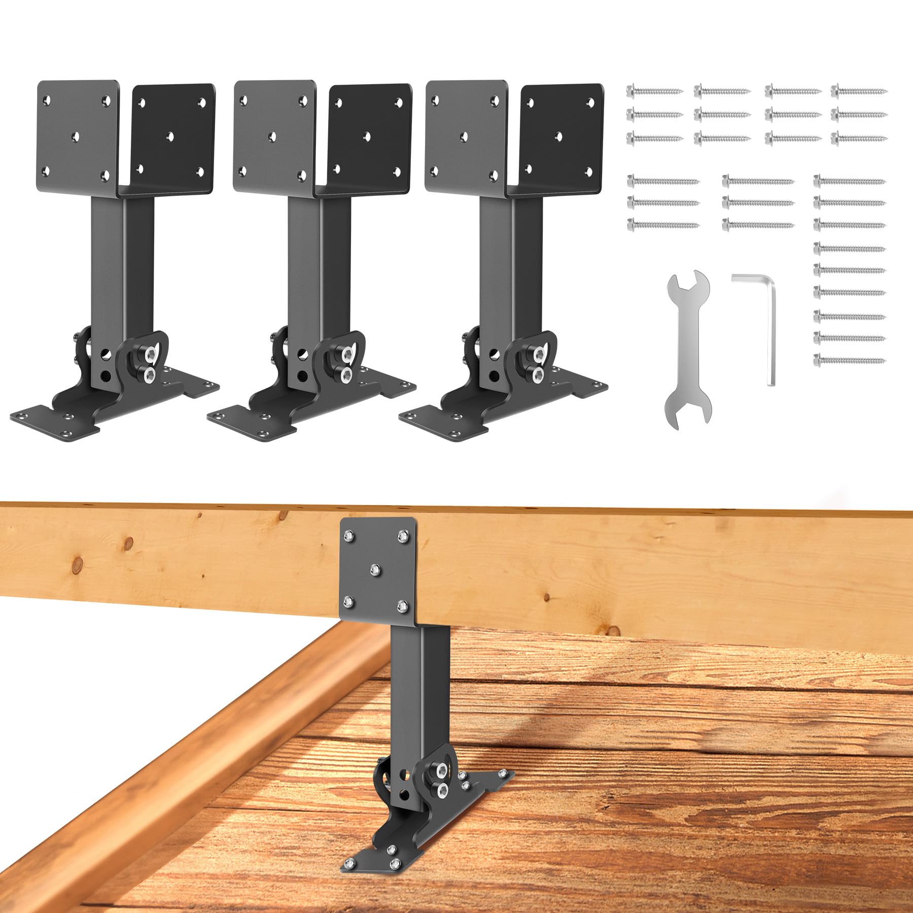 Snapklik.com : 3 PCS Roof Riser Brackets Pergola Kit Roof Riser Fits 4 X 4
