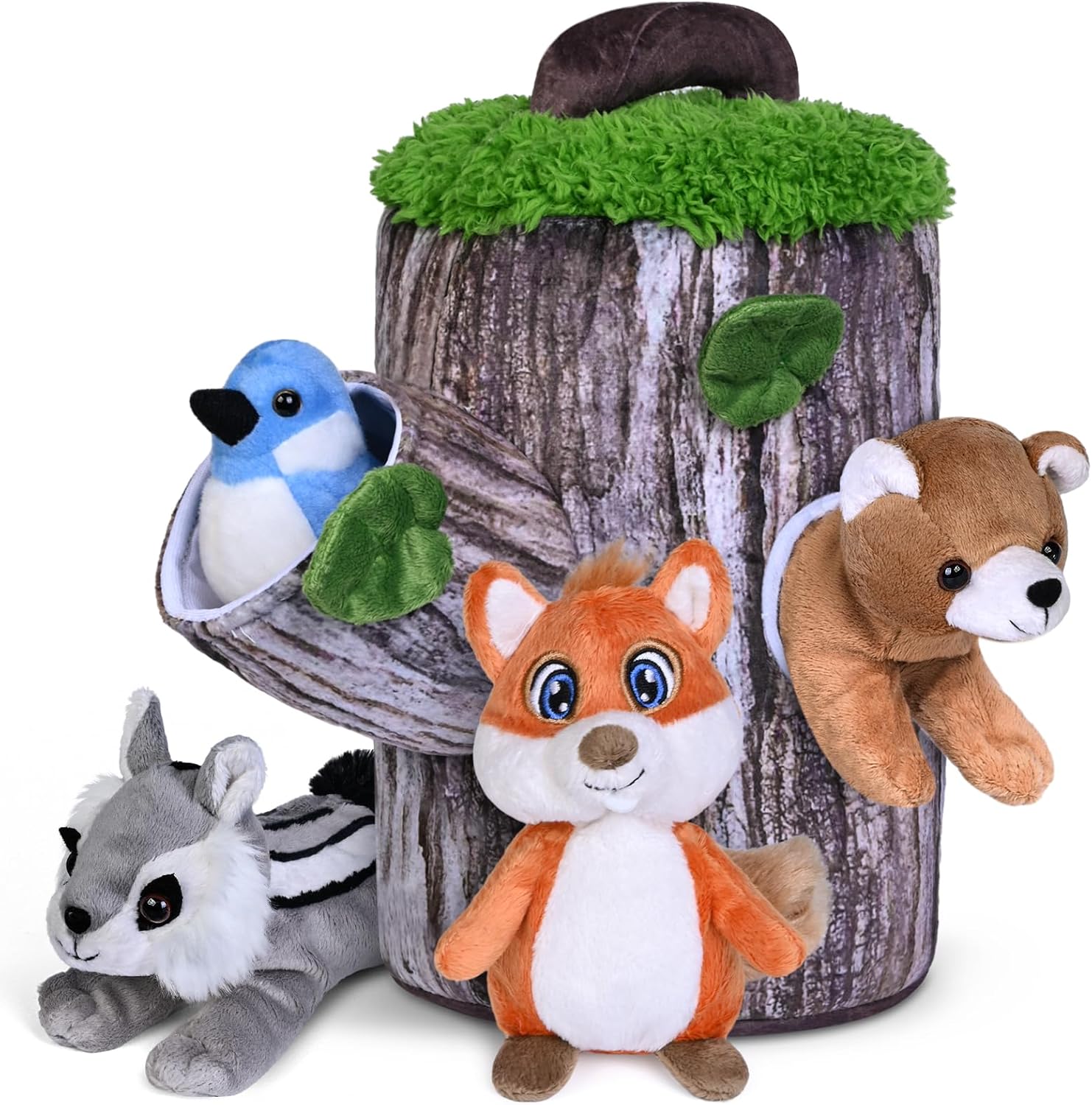 Amazon.com: Plush Treehouse with 4 Animals – Stuffed Forest Animal Toys ...