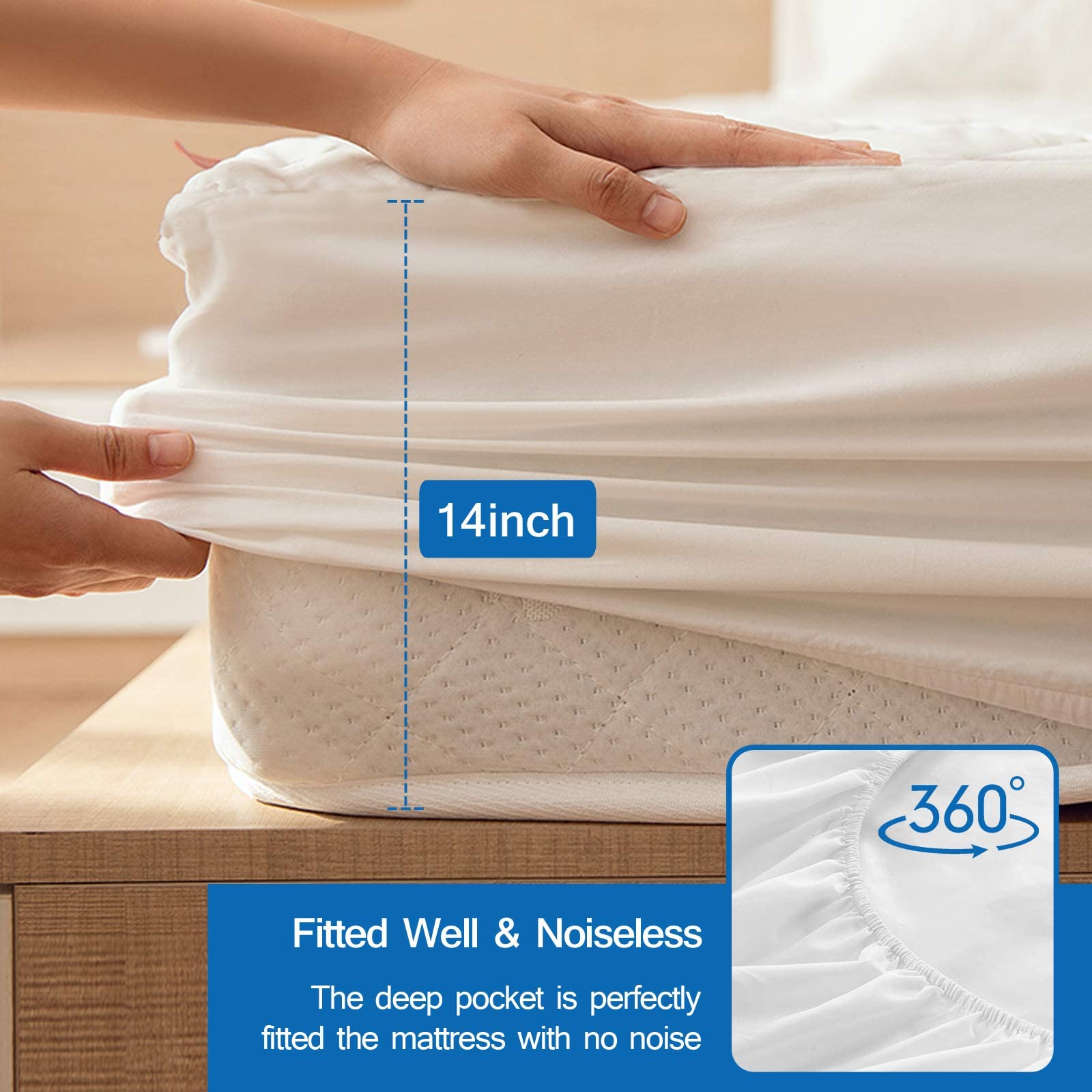 Twin Size Mattress Pad, Quilted Mattress Cover Twin, Waterproof Mattress Pad Fitted & Washable ...