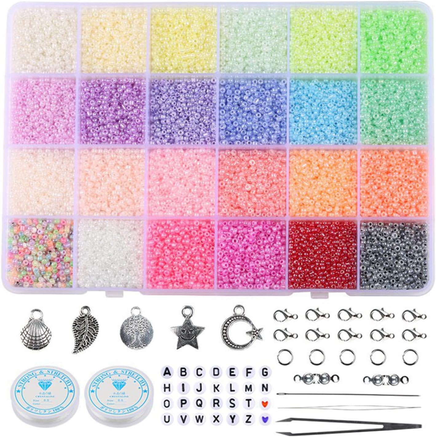 Redtwo 3400pcs 4mm Glass Seed Beads for Jewelry Bracelet Making Kit ...