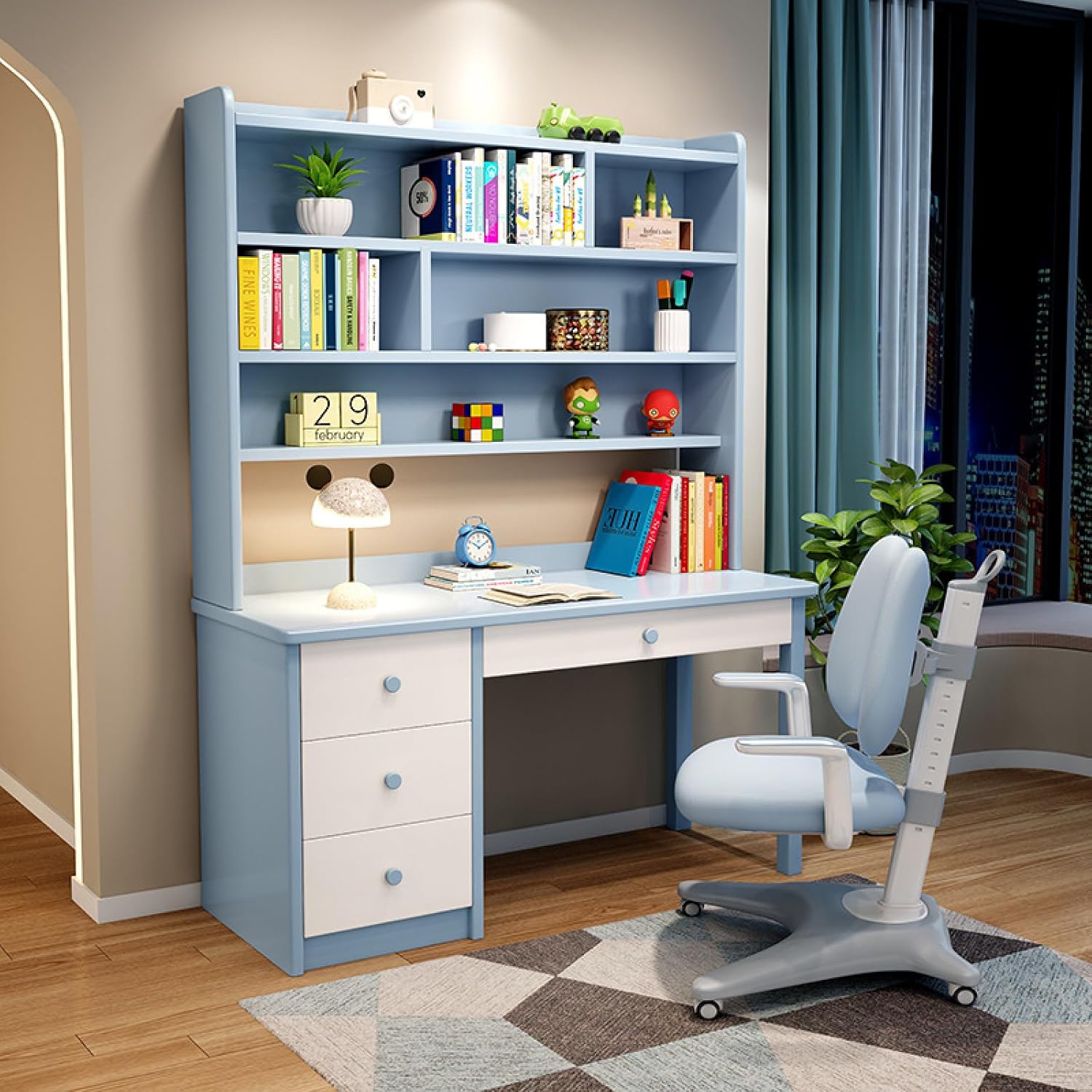Amazon.com: FAANAS Solid Wood Writing Desk with Storage Drawers ...
