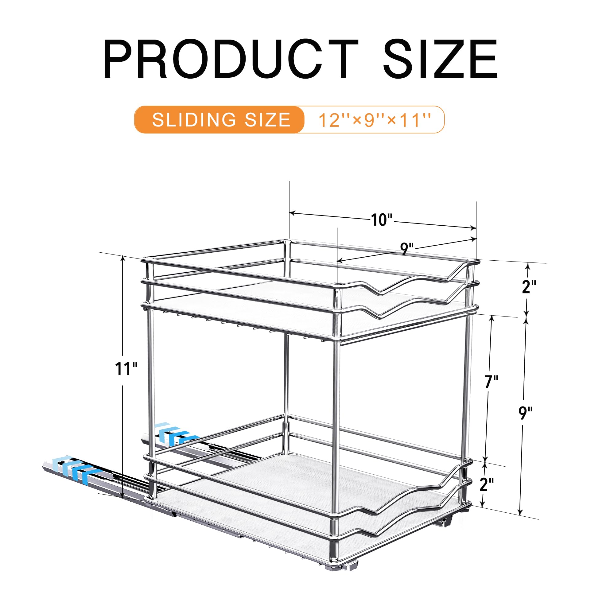 Cooklux Pull Out Spice Rack Organizer for Cabinet - 9 Inch Wide Spice ...