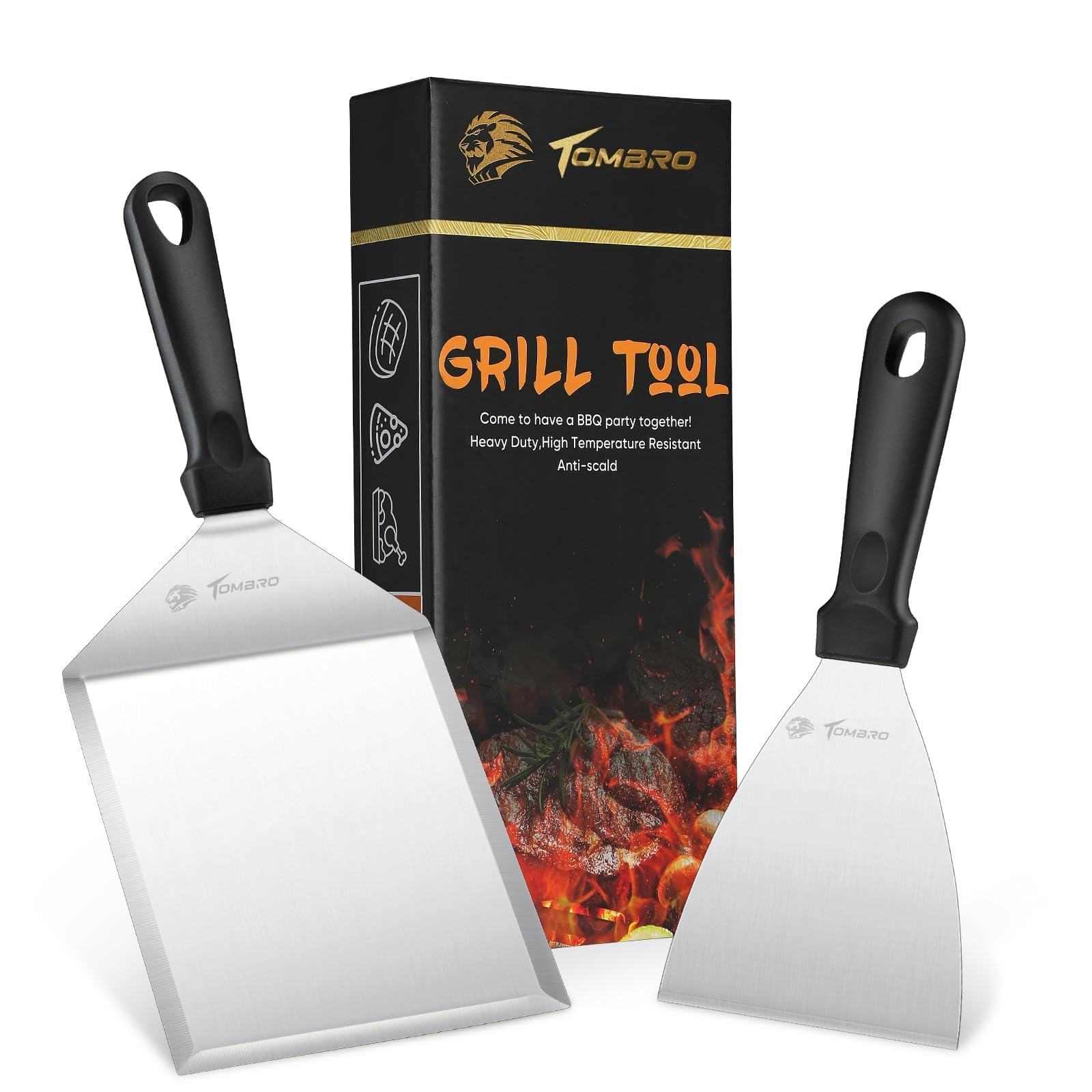 Amazon.com: Griddle Scraper Spatula 2 Pcs, Stainless Steel Spatula ...