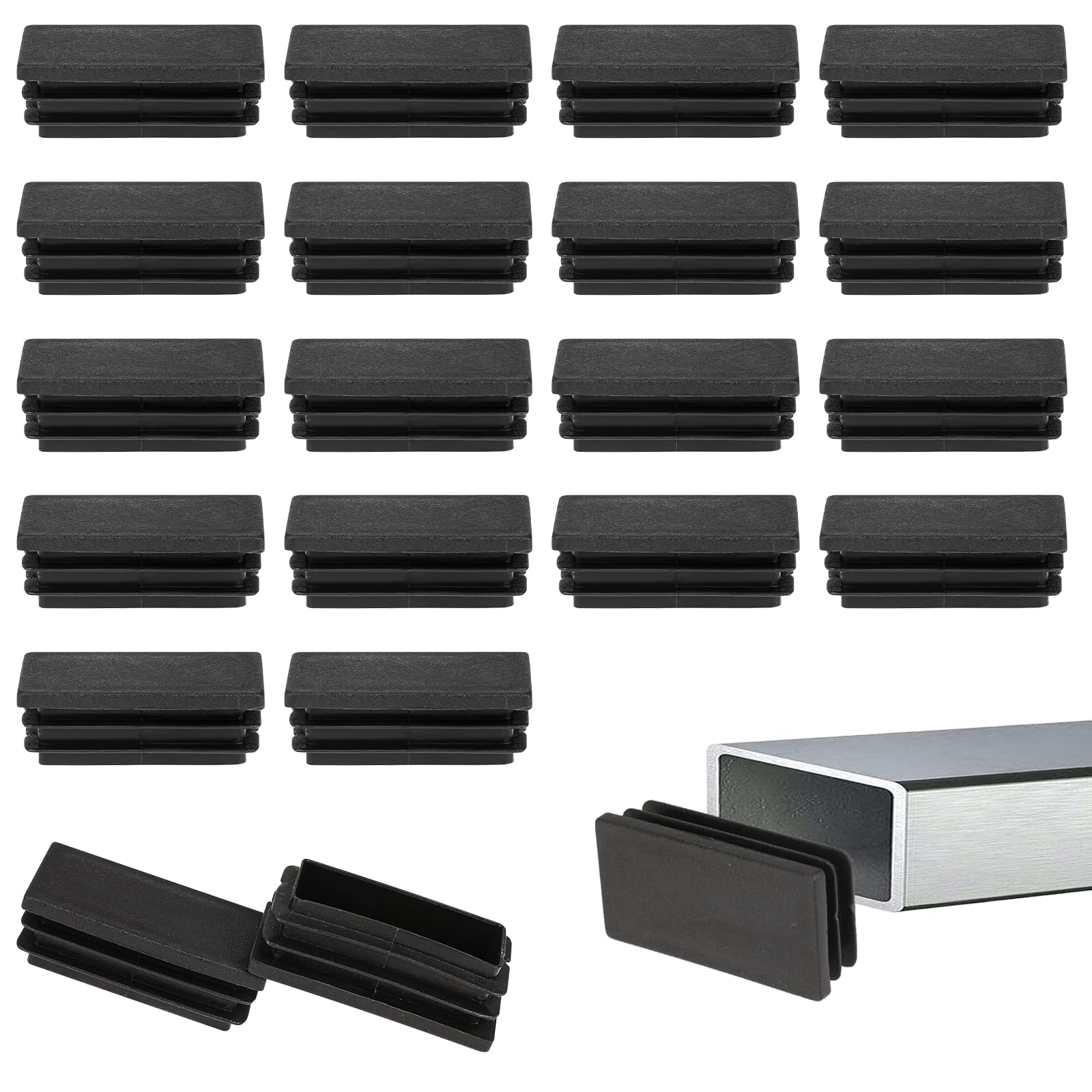 Amazon.com: 20 Pack 1" X 2" Rectangle End Caps Tubing End Caps Black ...