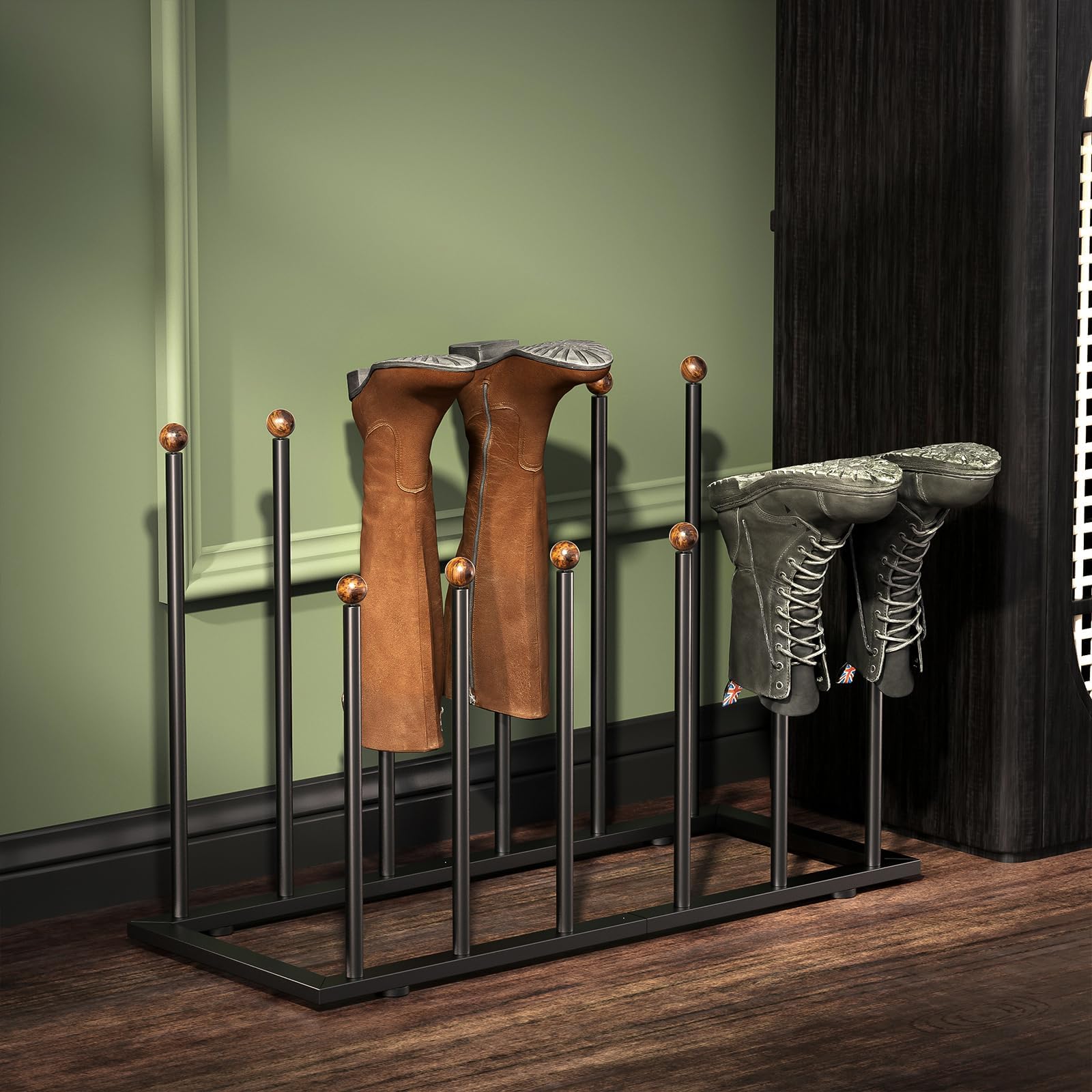 Amazon.com: MyGift Rustic Solid Wood Freestanding Boot Rack Shoe ...