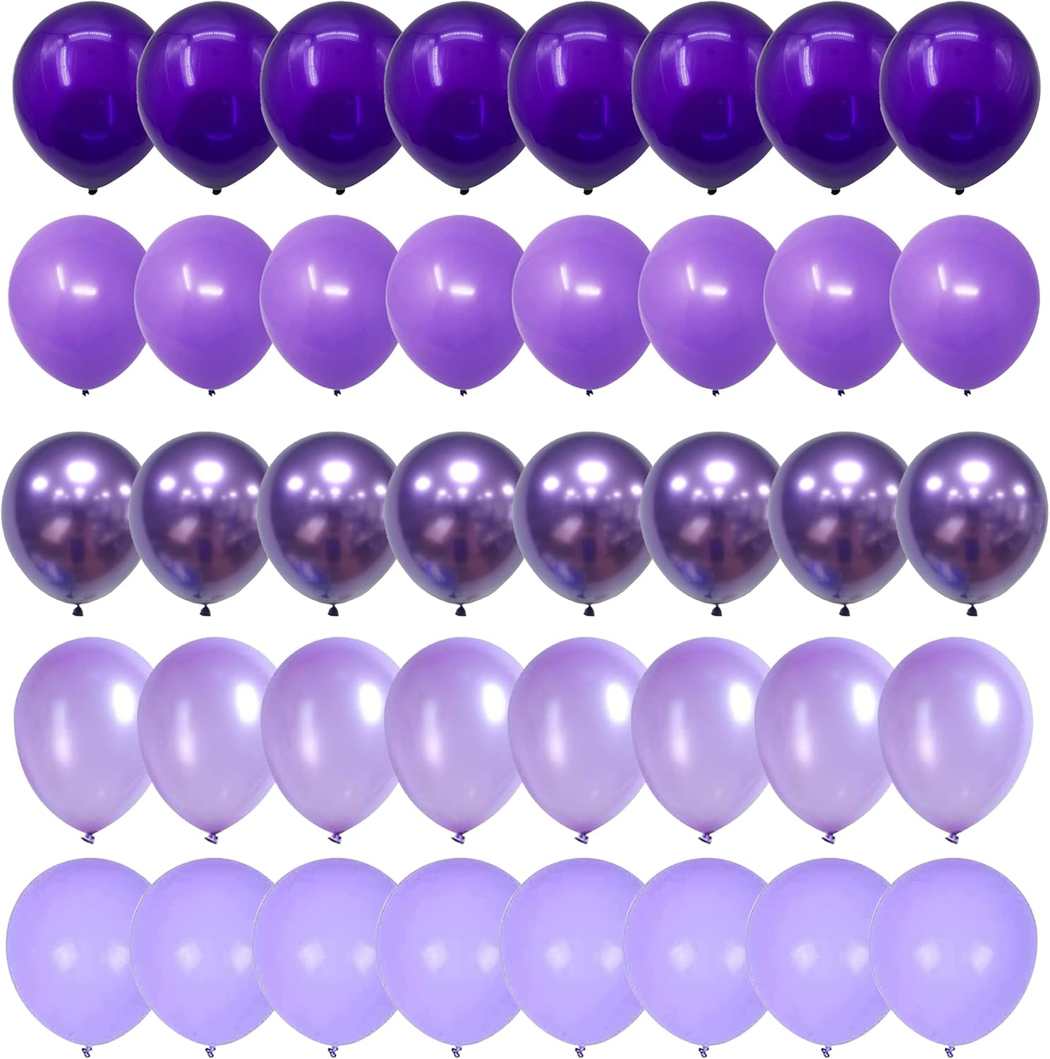 Purple Balloons, 60 Packs 12 Inch Metallic Chrome Purple Pearl Purple ...
