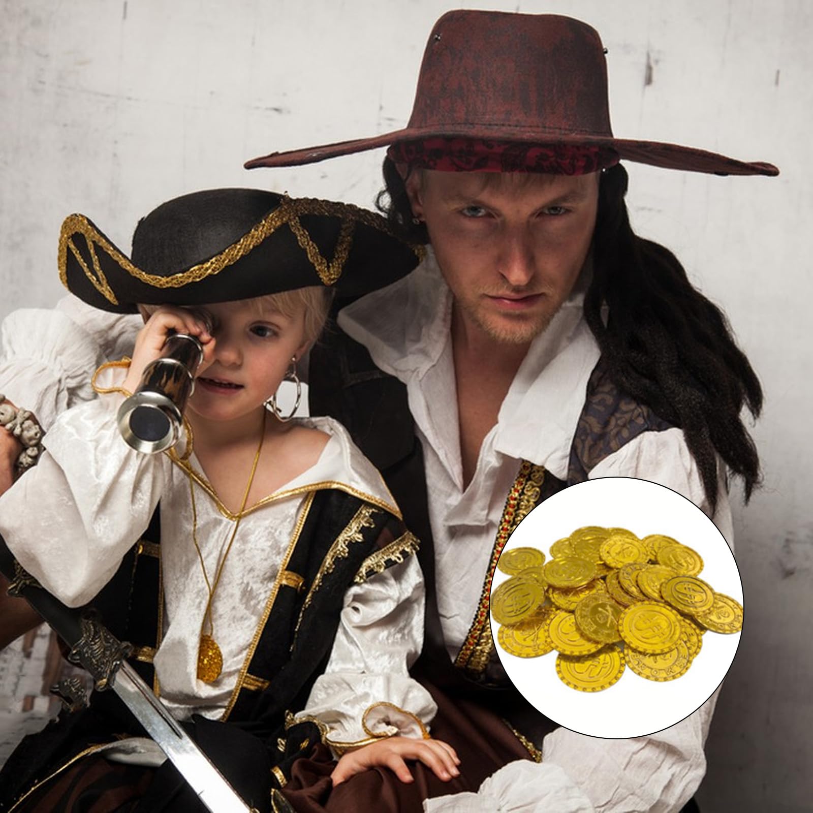 100 Pcs Prop Gold Coins, Plastic Treasure Toy Pirate Hunt Game Coins ...