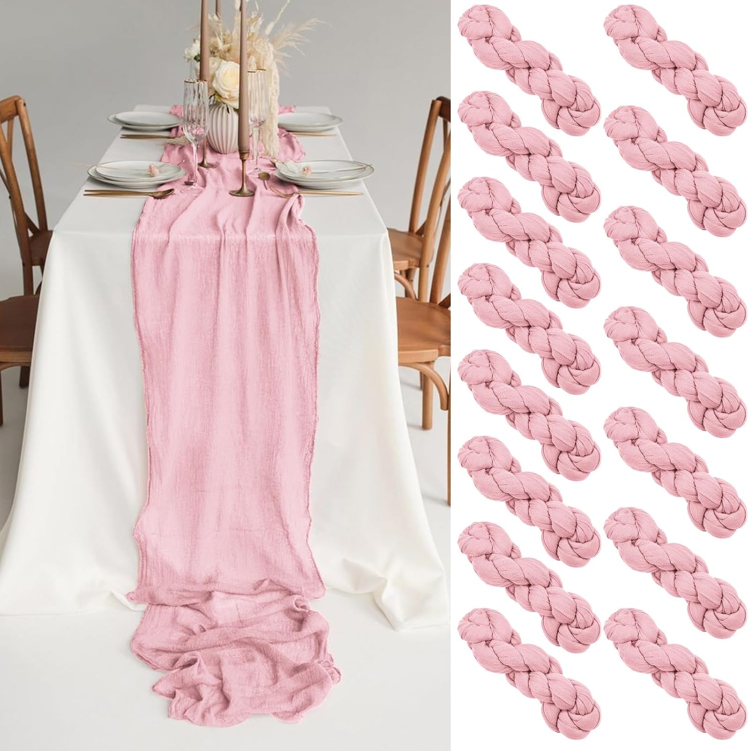 Amazon.com: 15 Pack Pink Cheesecloth Table Runner, 10FT Gauze Table ...