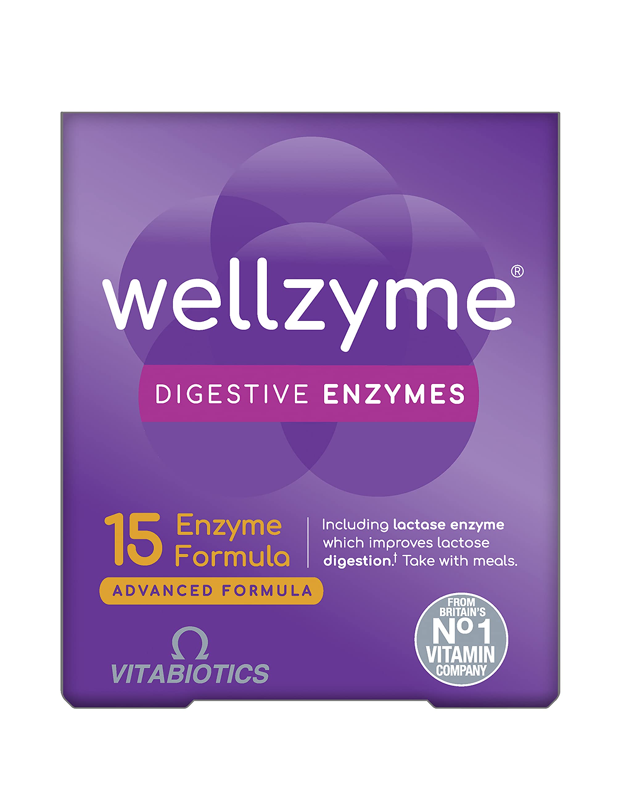 Buy Wellzyme Digestive Advanced 15 Enzyme Formula, Vitabiotics - 60 ...