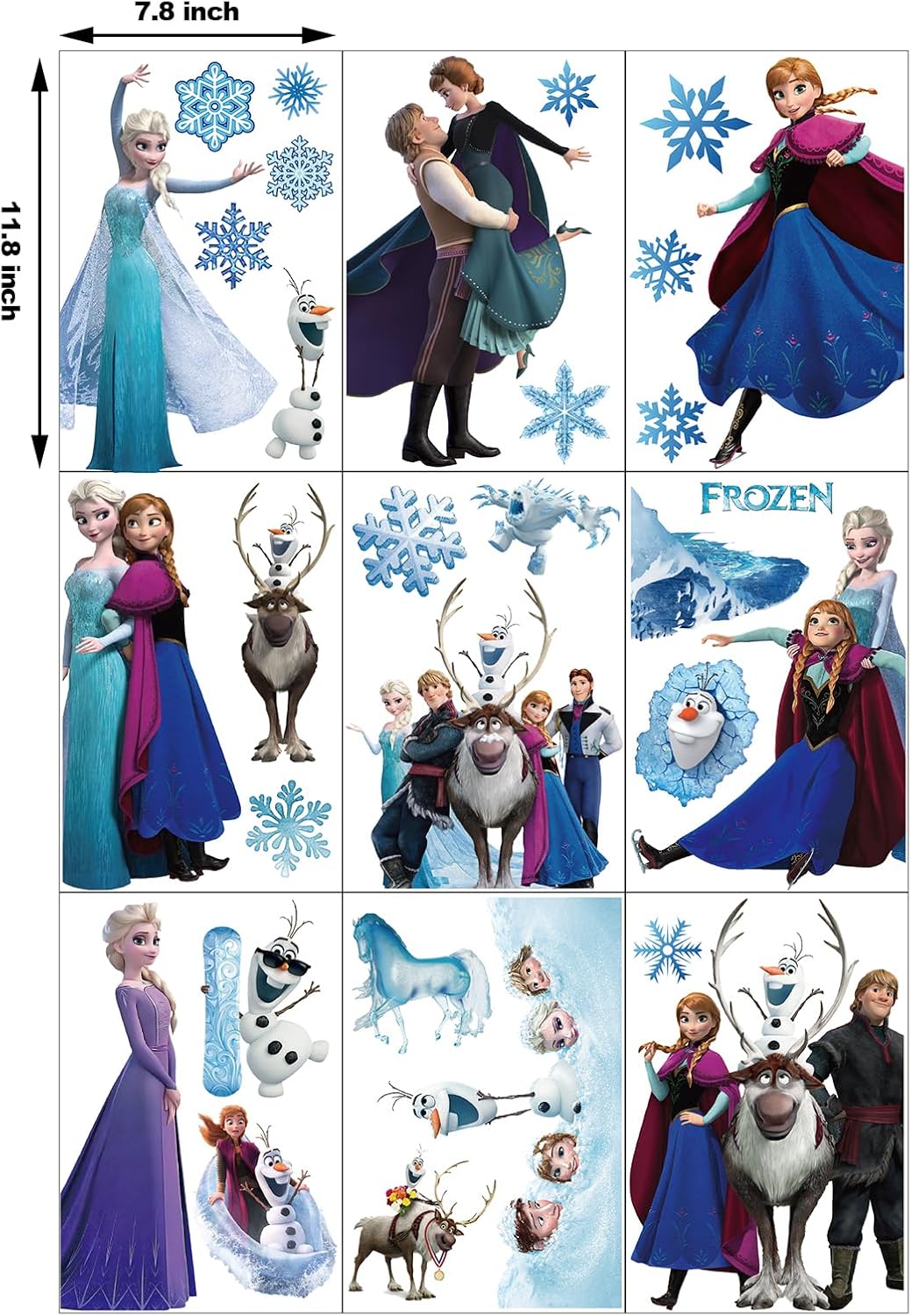 Decoraciones de fiesta de Frozen, 9 hojas de calcomanías de princesa ...