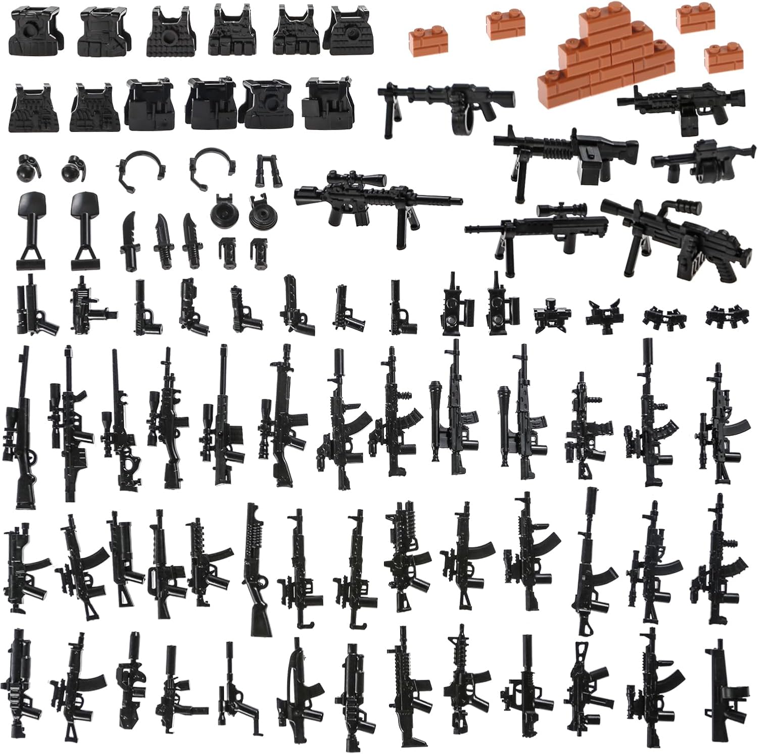 BloxBrix 88 pcs Weapons-Machine-Guns-Rifles Compatible with Lego-Guns ...
